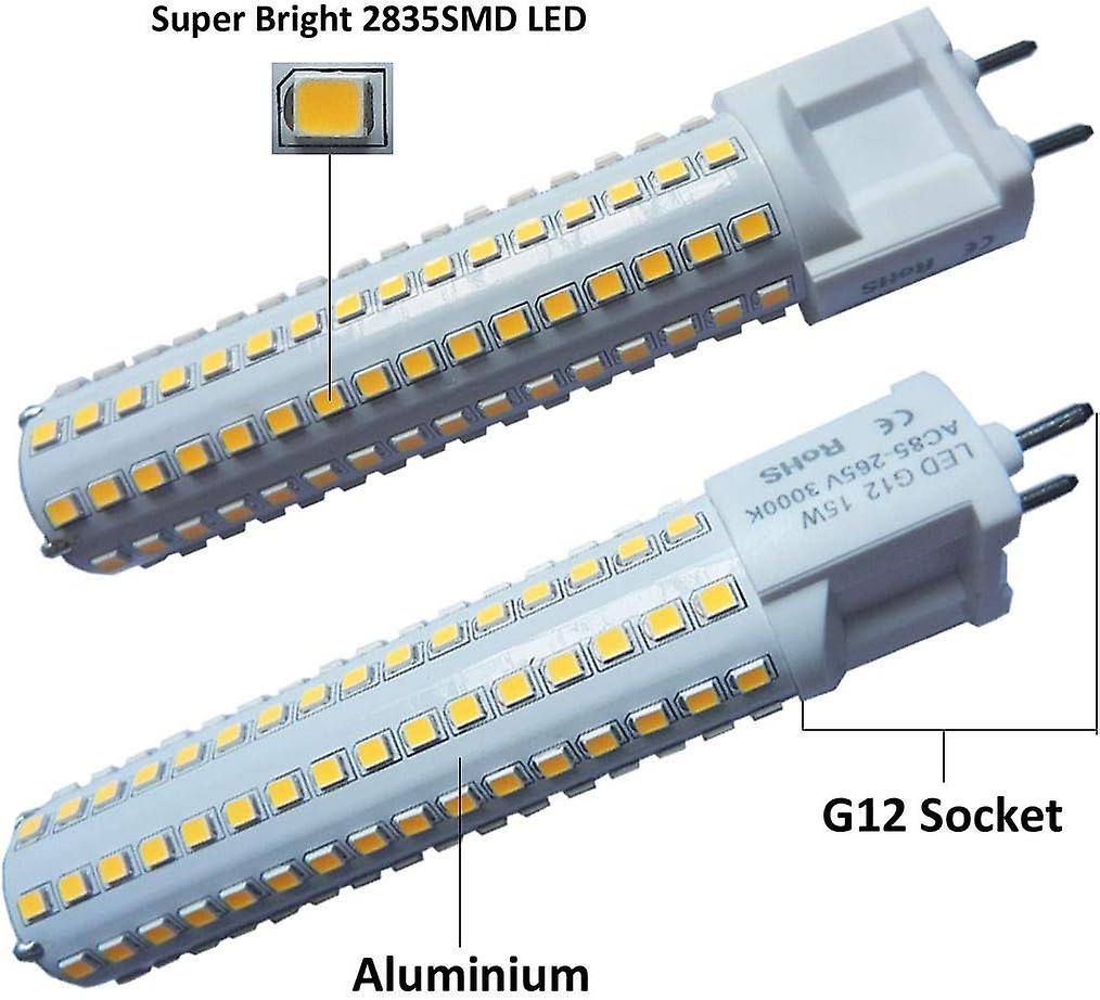 G12 LED bulb 15W cool white 6000K 2835 SMD 85-265V corn lamp 150W halogen replacement 2-pack ...