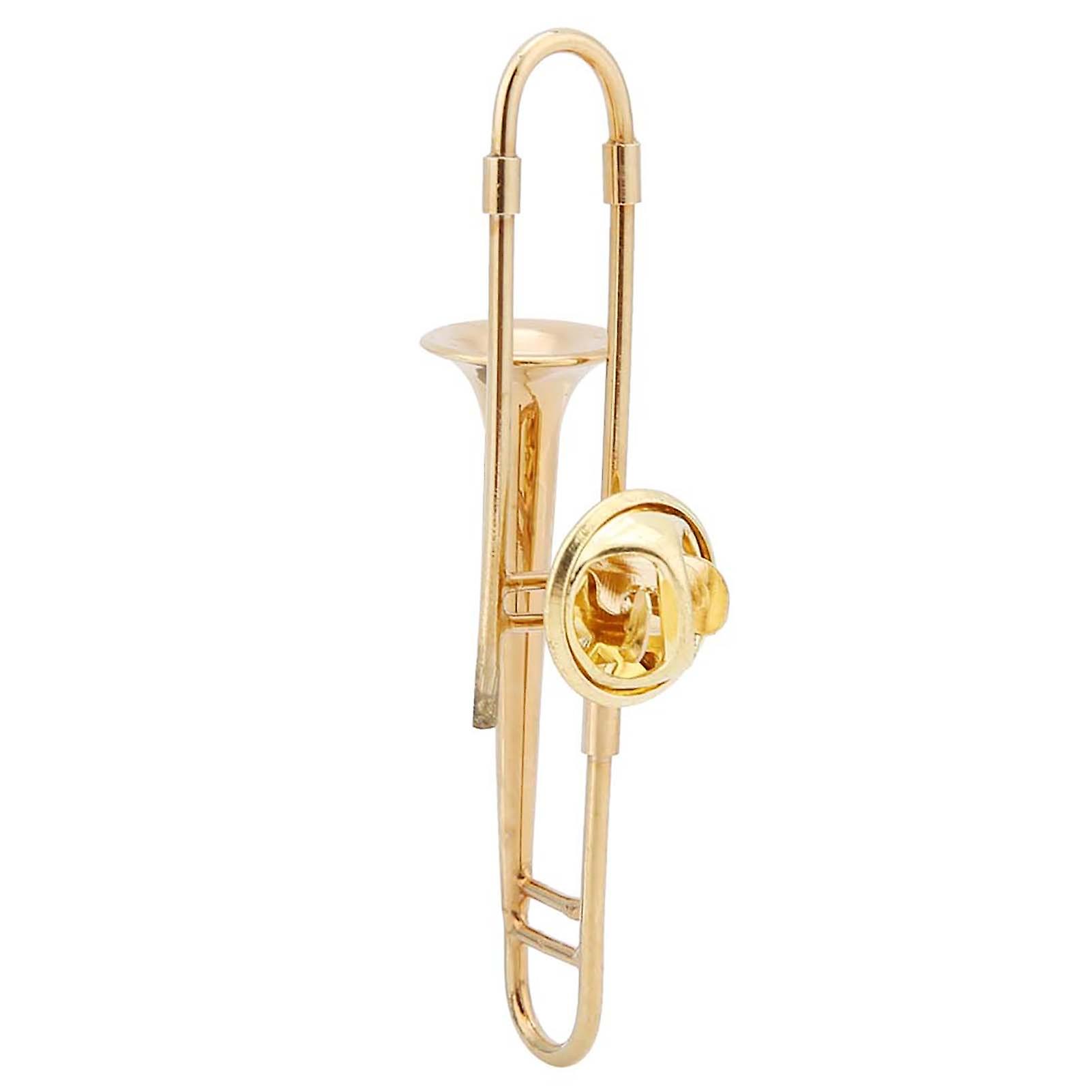 Mini Trombone Musical Instrument Brooch - Gold Plated Gift Decoration ...