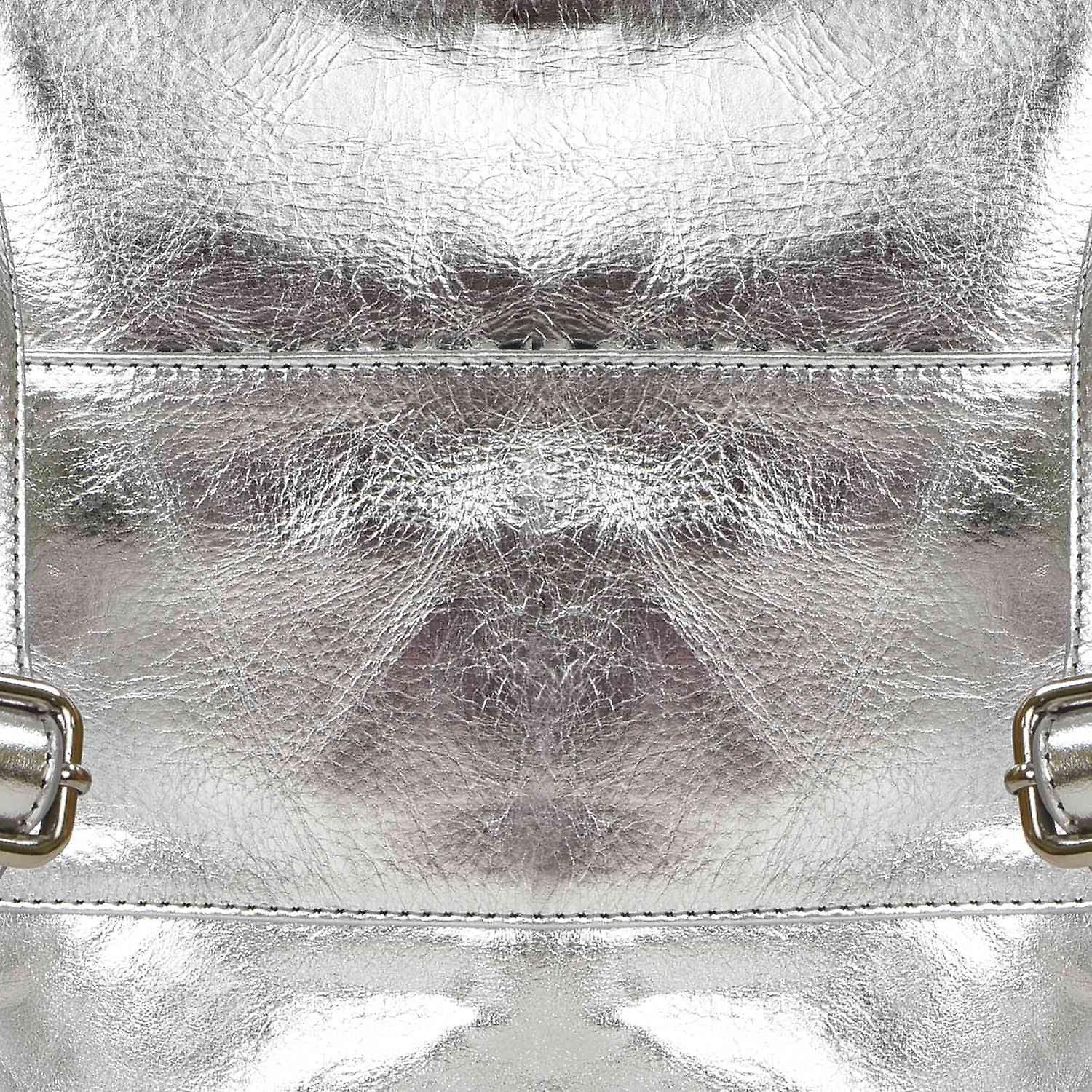 Silver Metallic Leather Flap Pocket Backpack | Fruugo UK