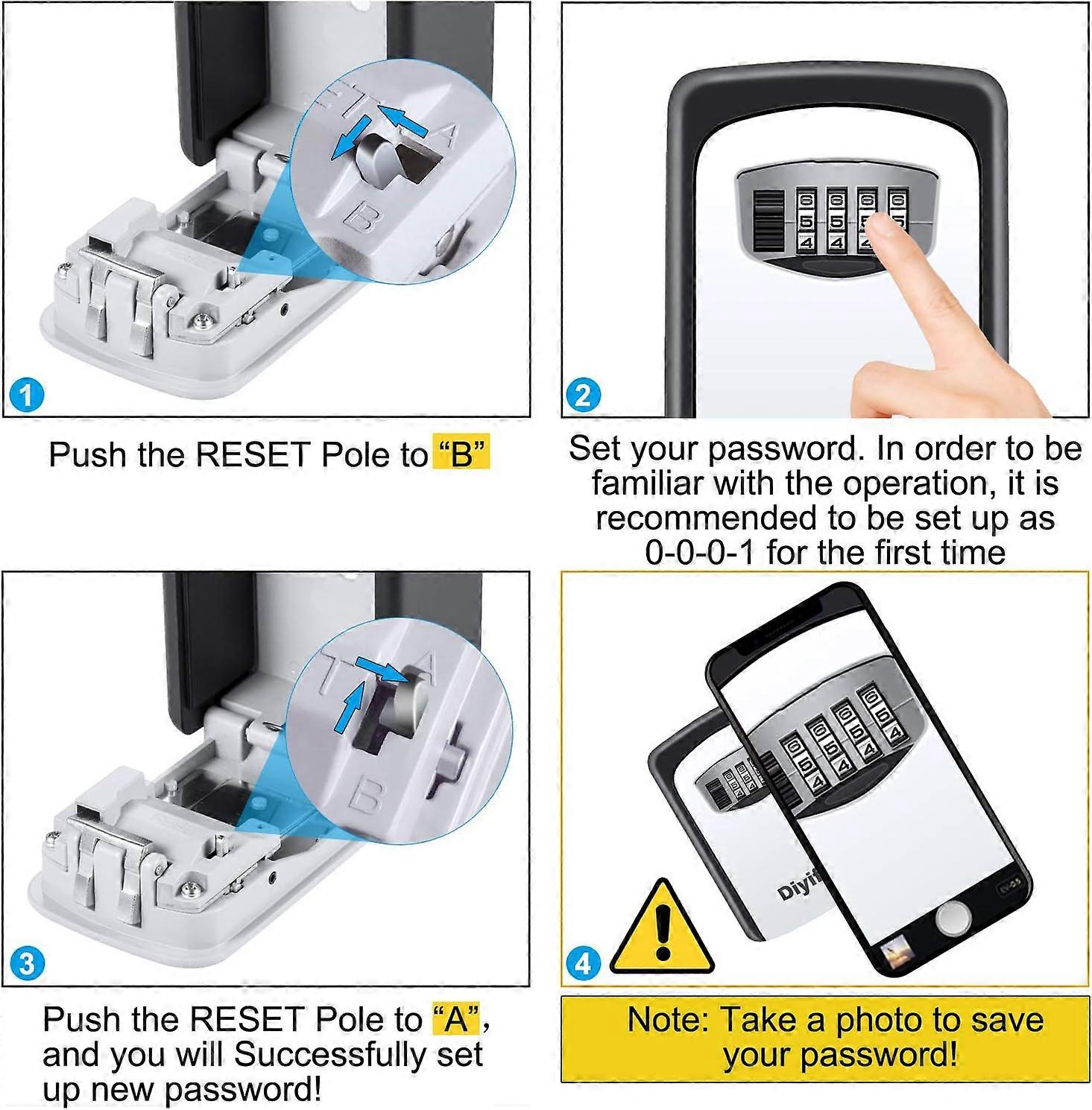 Secure Key Box, Diyife Outdoor Waterproof Zinc Alloy Secure Storage ...