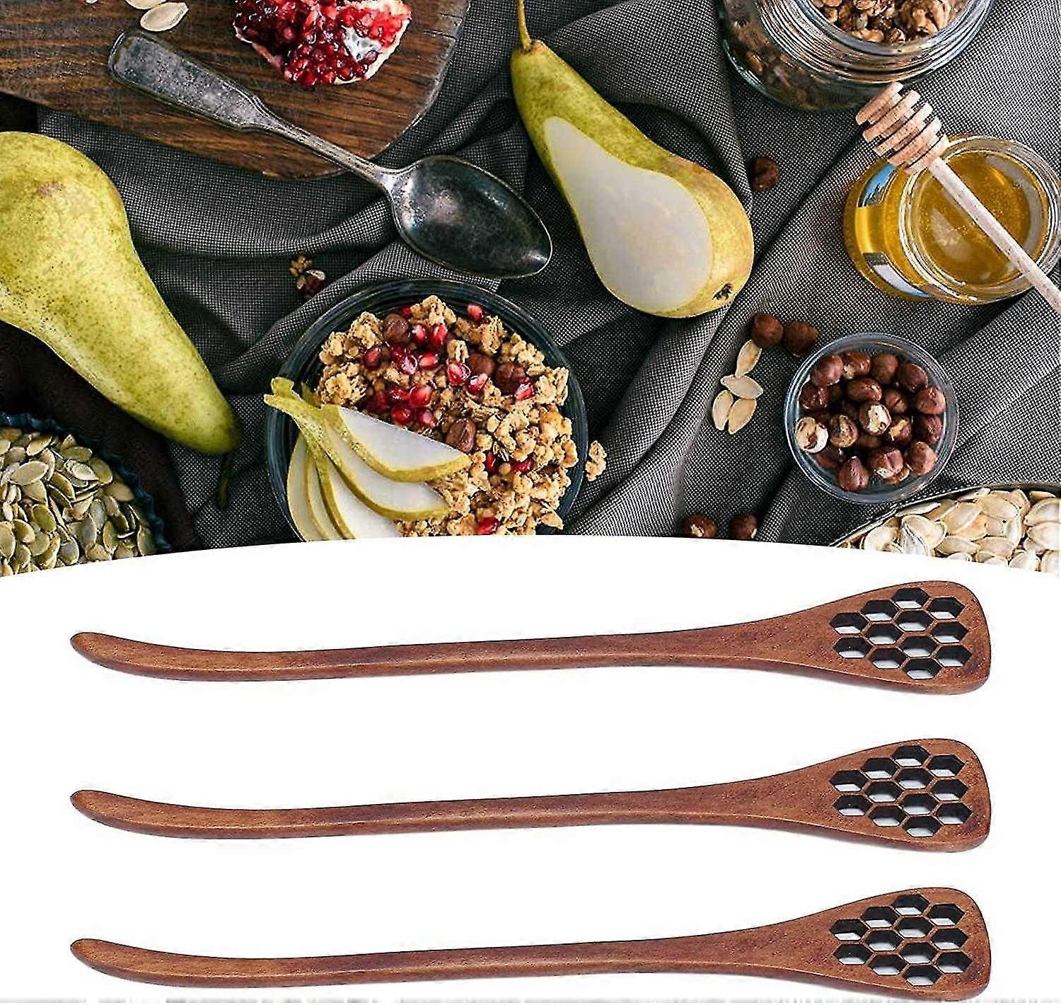 Wood Honey Drizzler 3pcs, Honey Dipper Sticks Wooden Honey Comb Honey ...