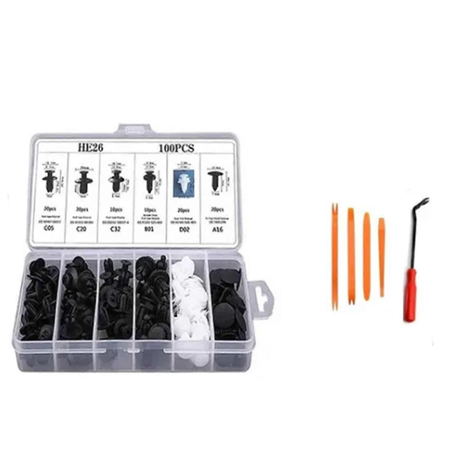 100 Pcs Bumper Retainer Clips With Fastener Remover Car Plastic Rivets ...