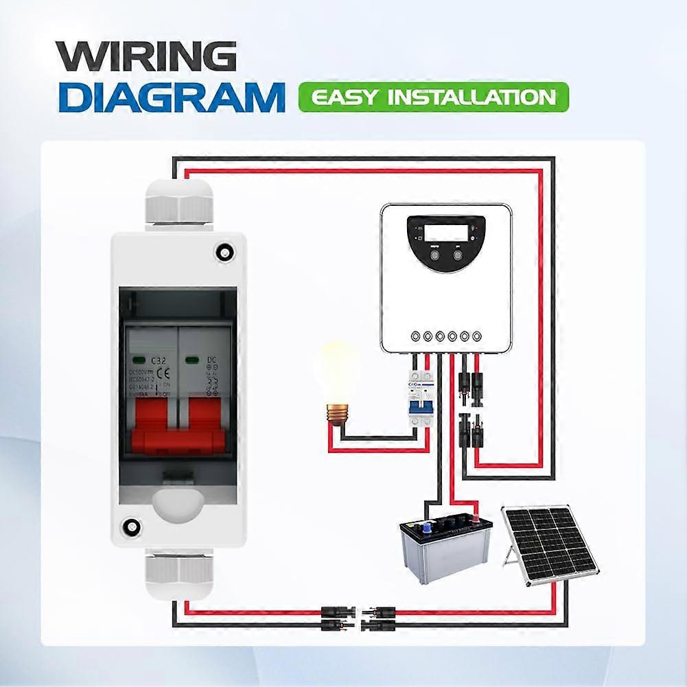 Solar Panel Disconnect Switch, 63A DC 1000V Breaker Box PV Disconnect ...