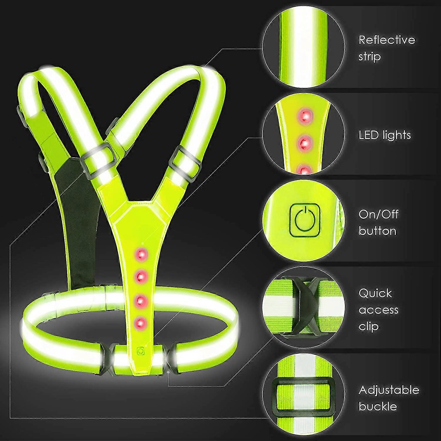Led Reflective Vest, High Visibility Led Reflective Safety Vest Running ...