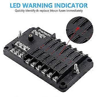 12 Way 12v Fuse Box 12volt Blade Fuse Block Holder, 12 Circuit W/negative Bus Waterproof Fuse ...