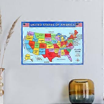 USA Map Educational Classroom Poster Teaching Geography Map Household ...