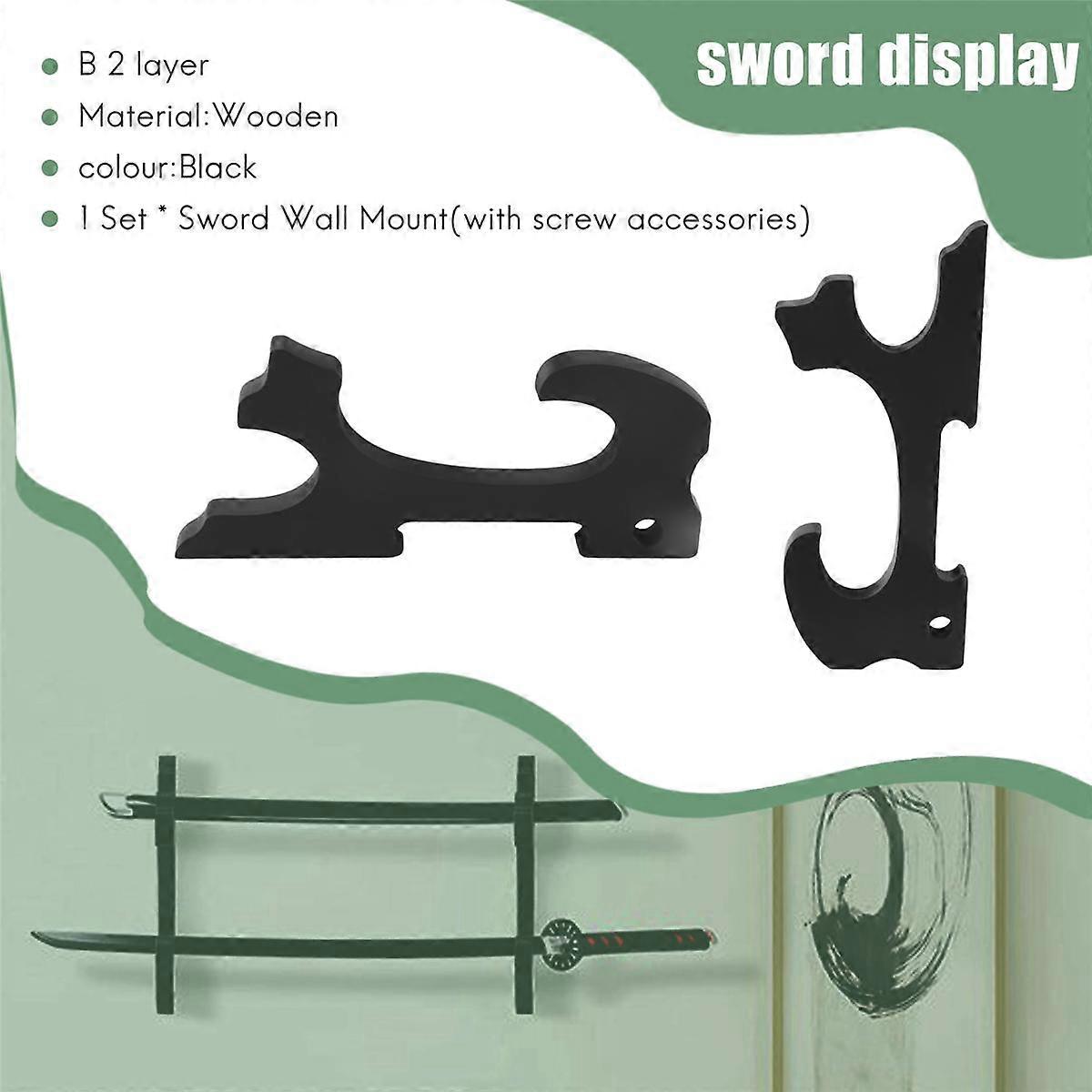 Sword Wall Mount 2/Set 1-Tier Padded Hook Katana Holder,2-Tier | Fruugo UK