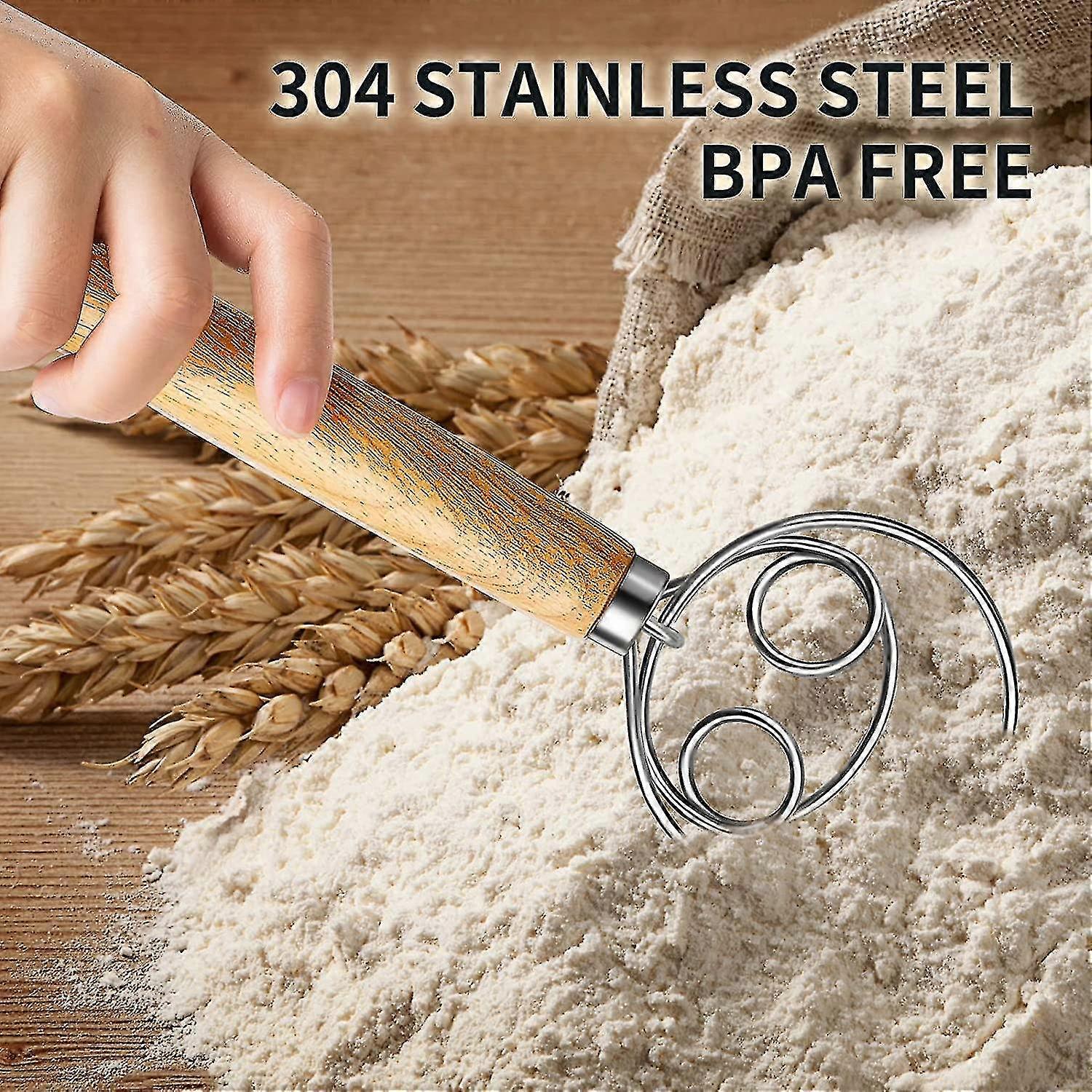 Danish Dough Whisk Stainless Steel Dough Whisk Dutch Style Bread Dough ...