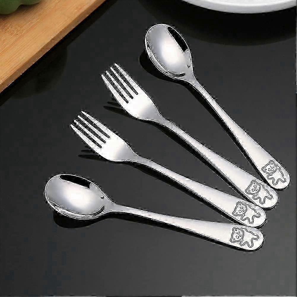 12 Pieces Kids Silverware Stainless Steel Children's Safe Flatware Child Spoon And Fork Set ...
