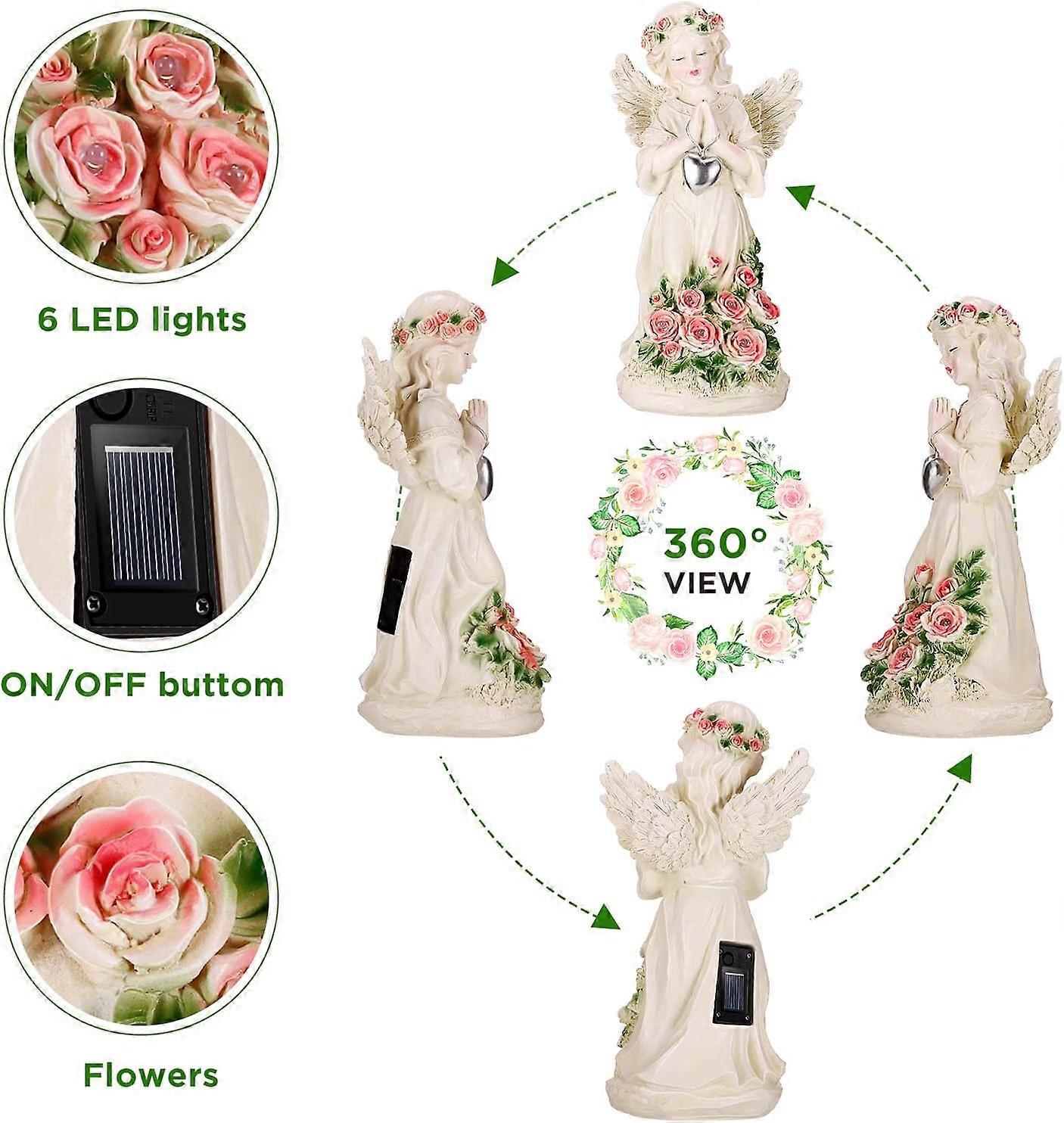 Garden Ornaments, Solar Powered Angel, Outdoor Garden with Lights Angel ...