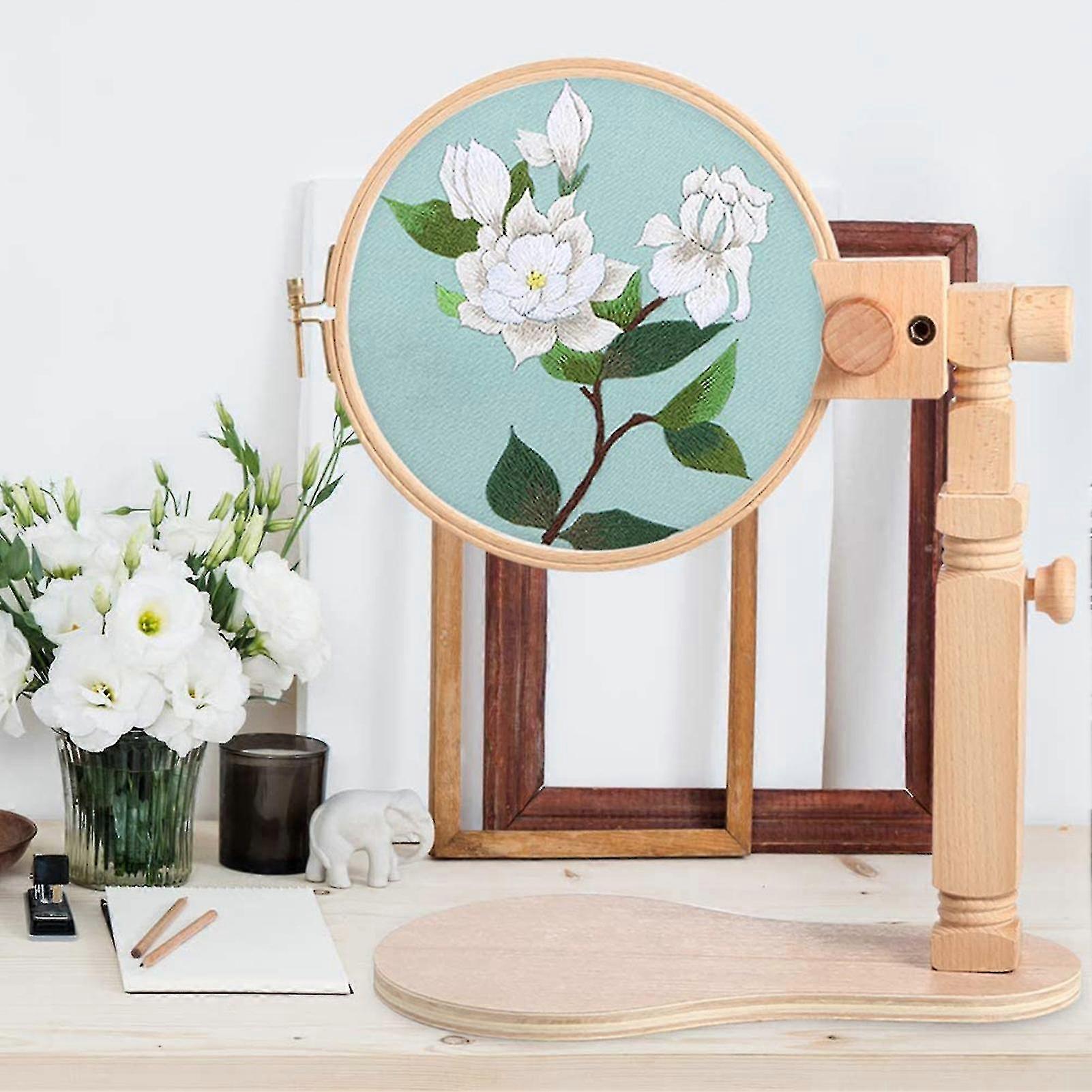 Embroidery Rack Adjustable 360 Degree Rotatable Wood Round Adjustable ...