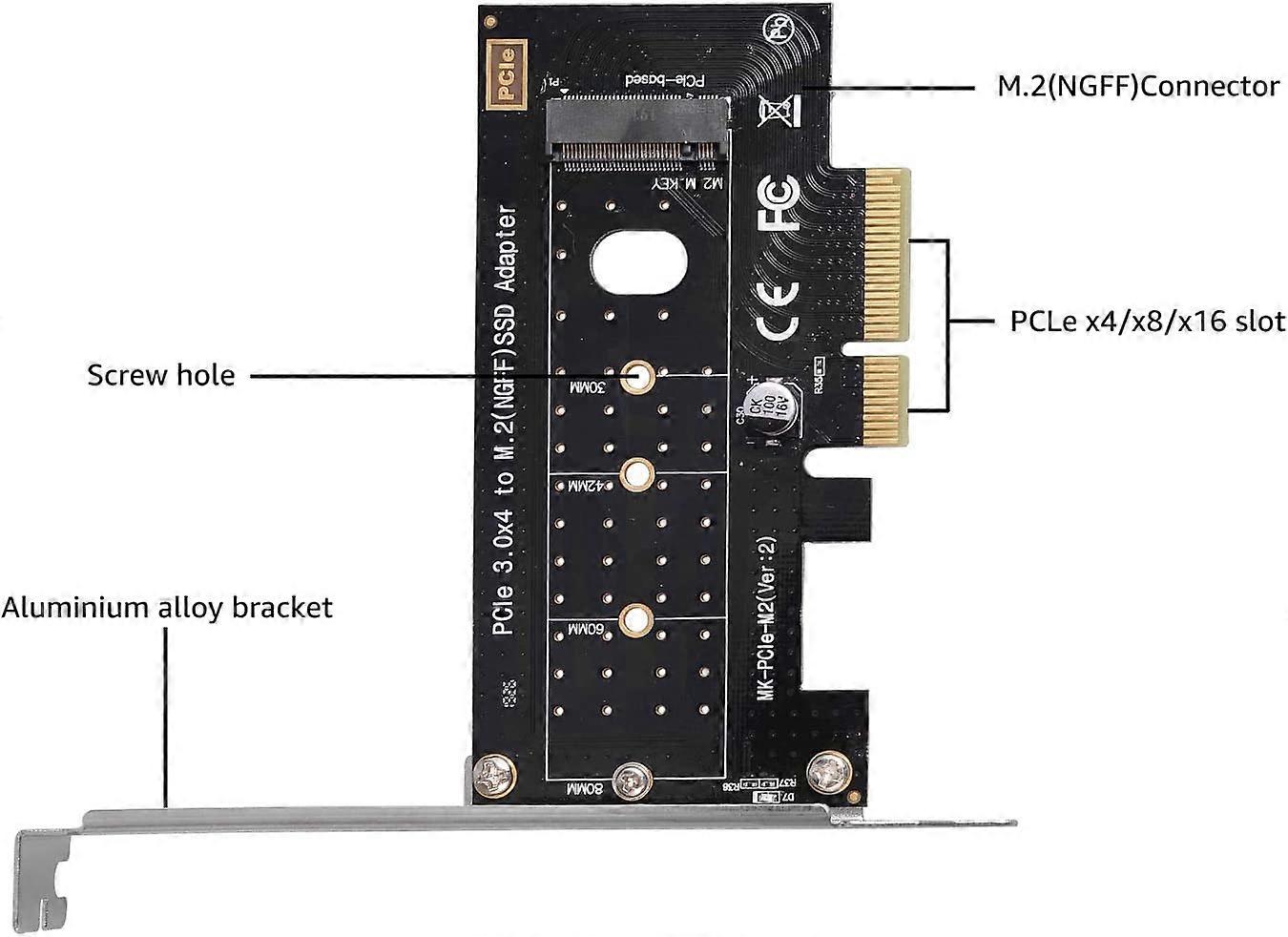 NVMe PCIe Adapter, M Key M.2 NVME SSD to PCI-e 3.0 x4 Host Controller ...