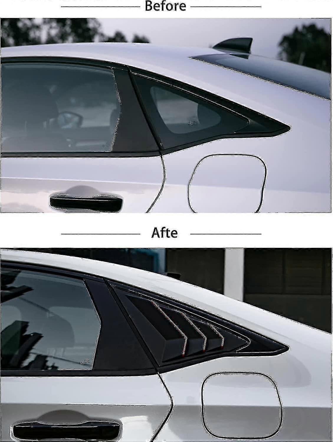 2pcs For 11th Gen Civic Sedan Car Rear Side Window Louvers Air Vent Scoop Shades Cover Blinds ...