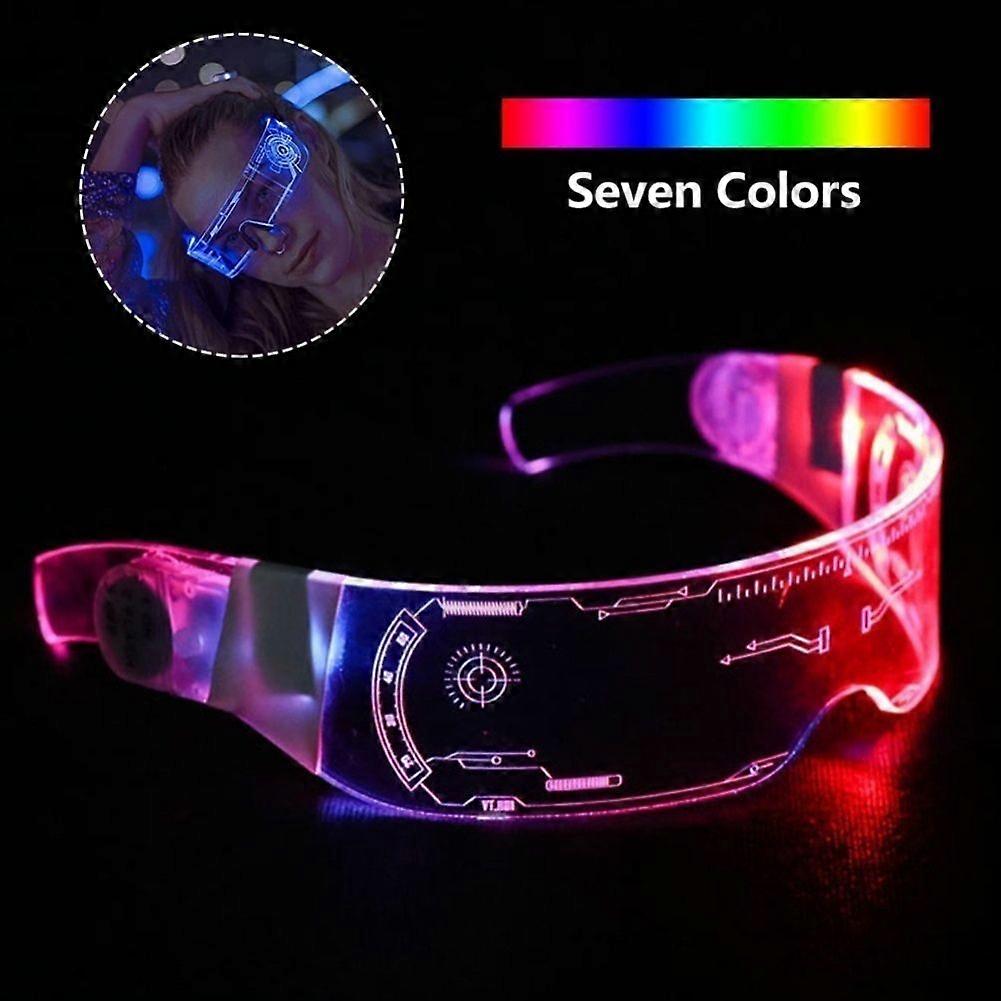 LED Light Up 7 Color Clear Lenses Visor Glasses Goggles Cyberpunk Rave ...