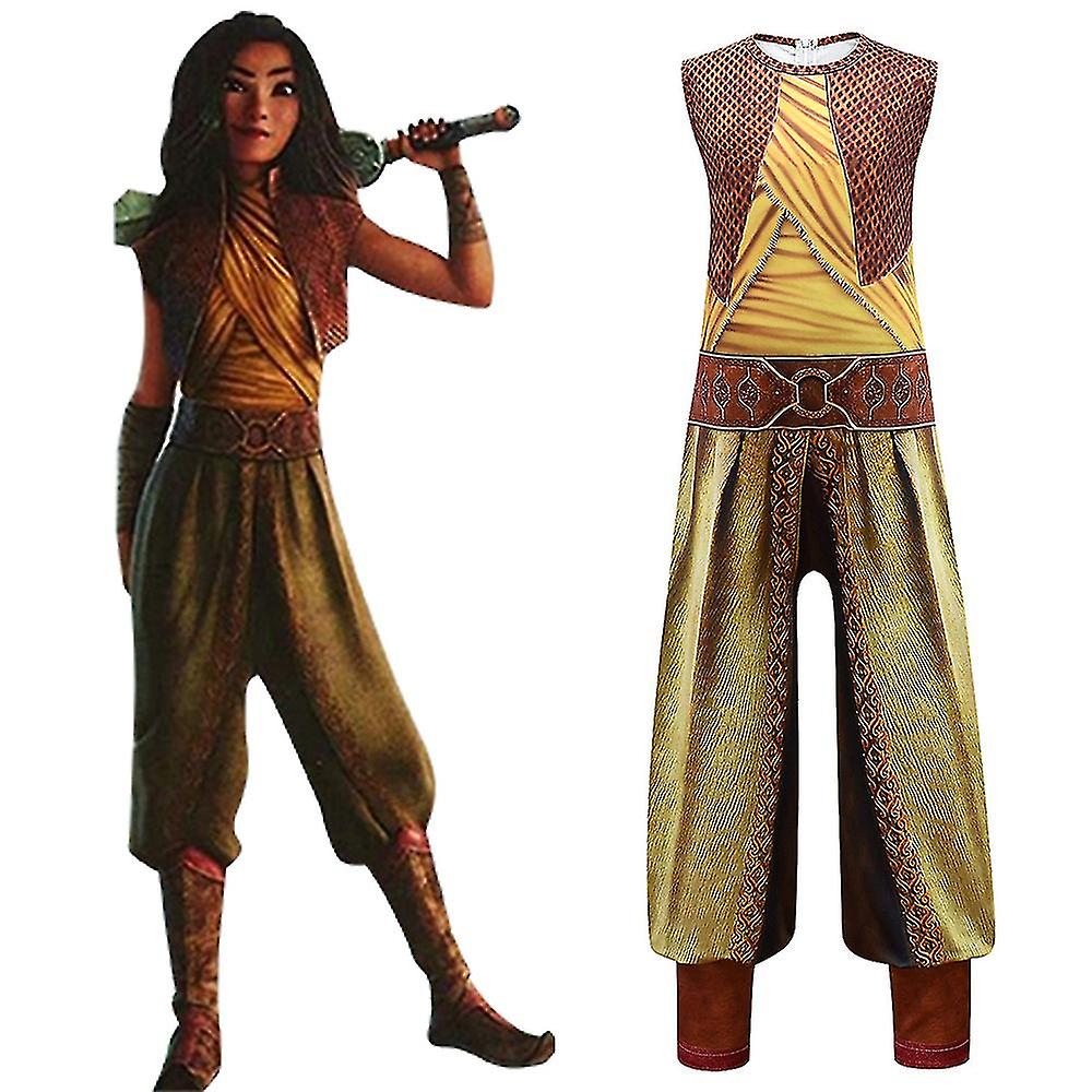 Halloween Raya And The Last Dragon Cosplay Costume Jumpsuit Hat Cape ...