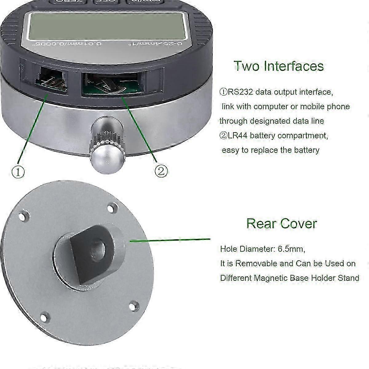 DTI Digital Dial Indicator 0.001mm Resolution,0-12.7mm/0-0.5 Inch Range ...