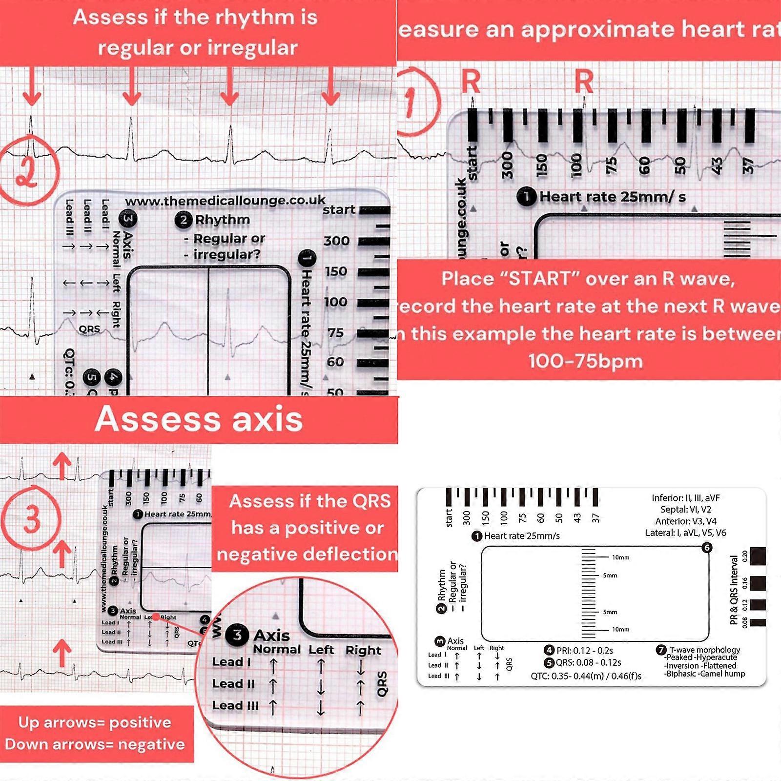 EKG 7 Step Ruler Card EKG Measurement Card EKG Interpretation Guide ...