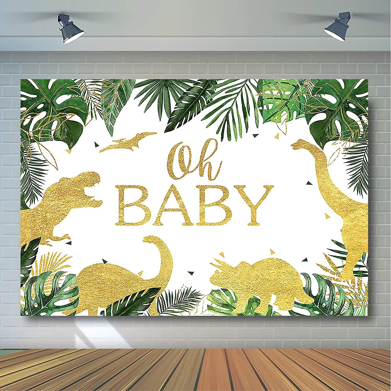 Oh Baby Dinosaur Backdrop For Boy Dinosaur Theme Baby Shower Party ...