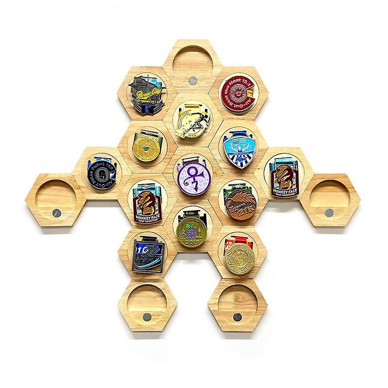 Medal Display Stand Water Drop-shaped Wooden Medal Rack Honeycomb ...