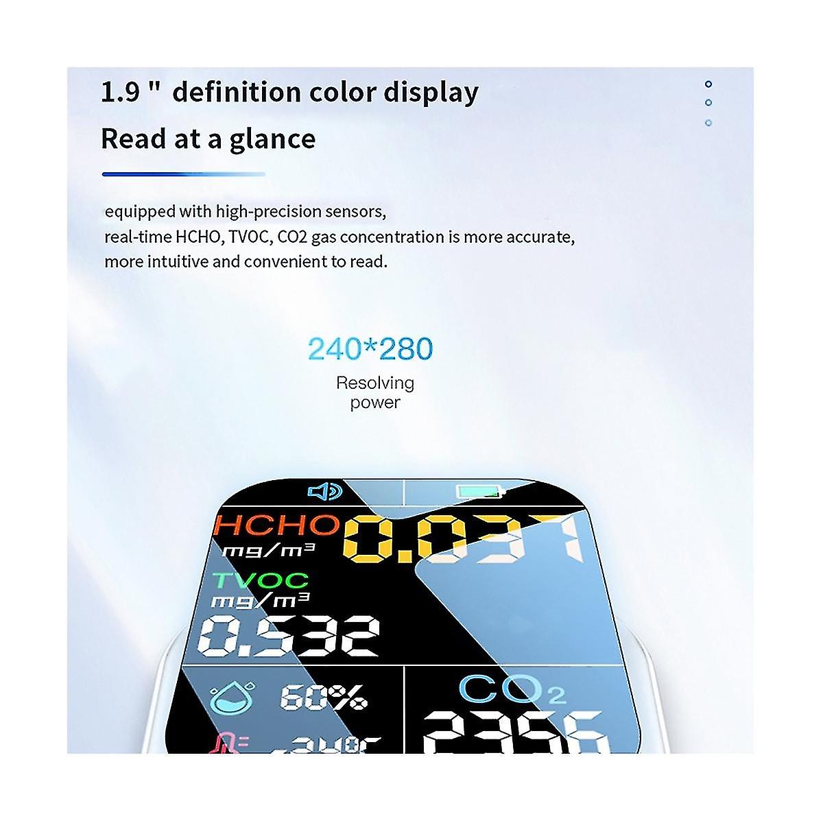 Functal 5 In 1 Co2 Meter Digital Temperature Humidity Er Co2 Sensor ...