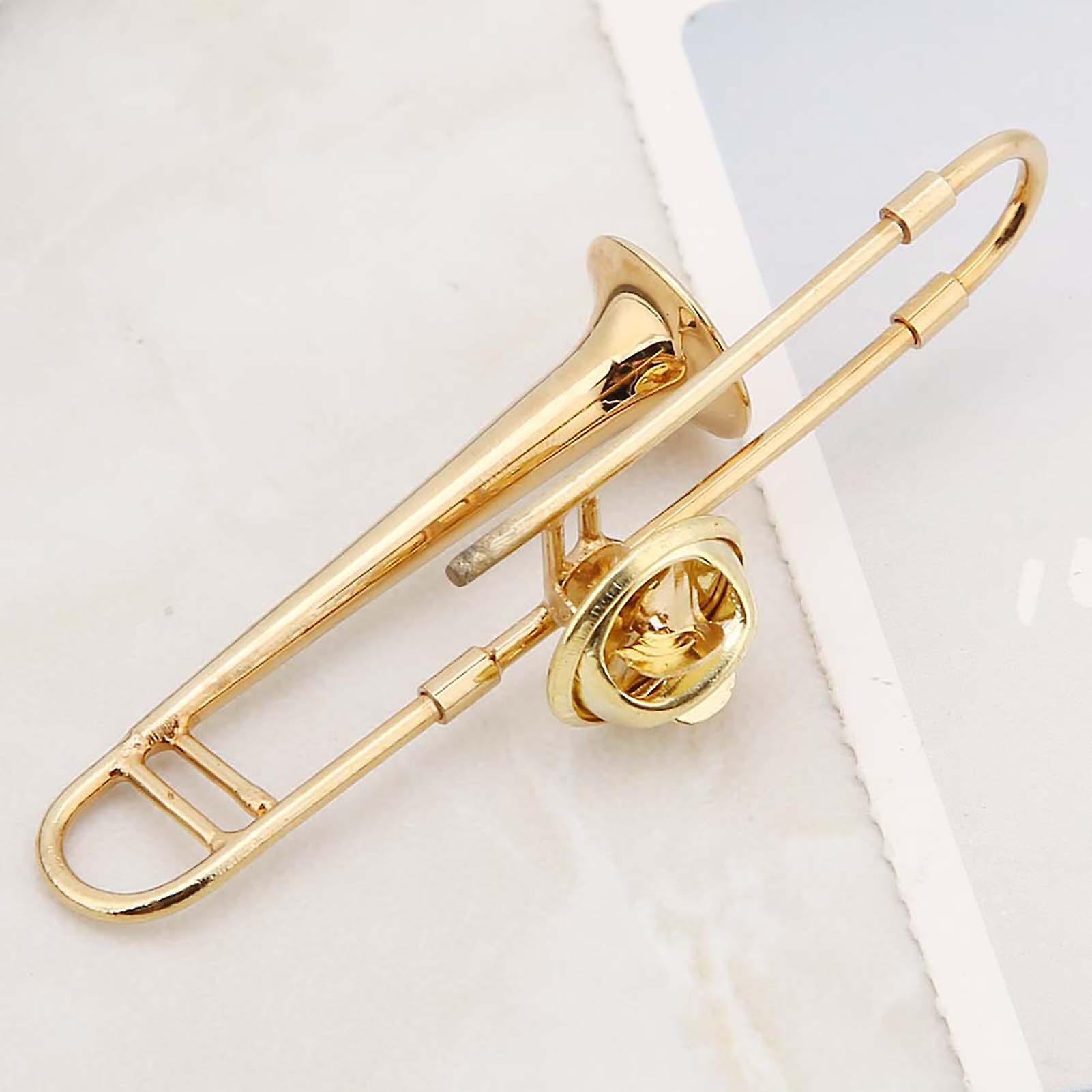 Mini Trombone Musical Instrument Brooch - Gold Plated Gift Decoration ...