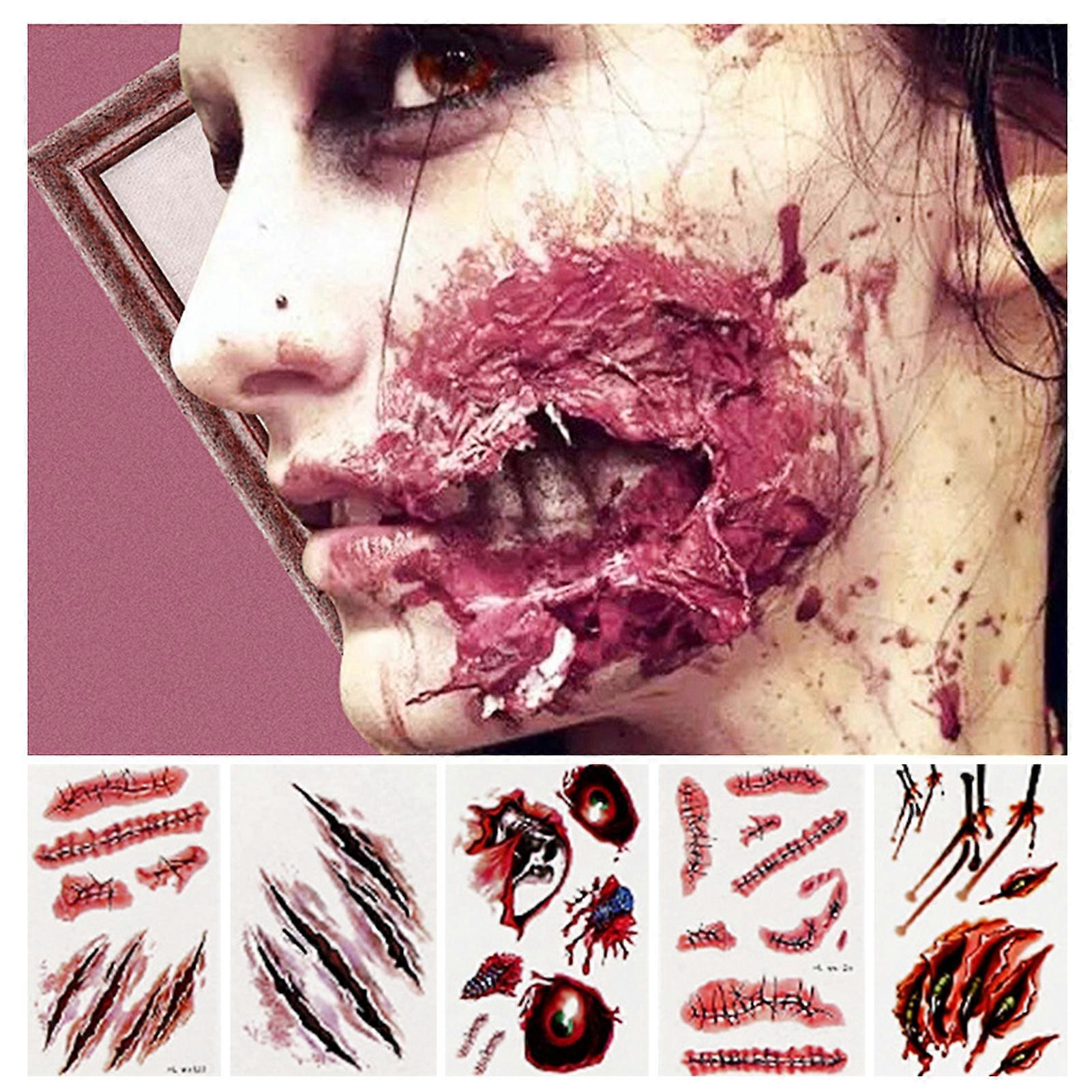 20Pcs Tattoo Stickers Realistic Fake Blood Scars Cuts Injuries ...