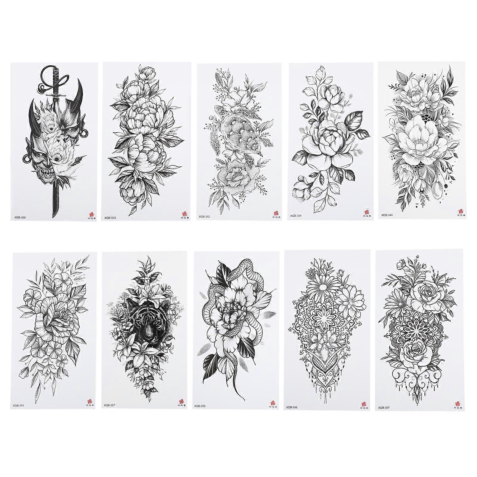 10 Sheets Arm Stickers Full Arm Temporary Tattoos Decorative Body ...