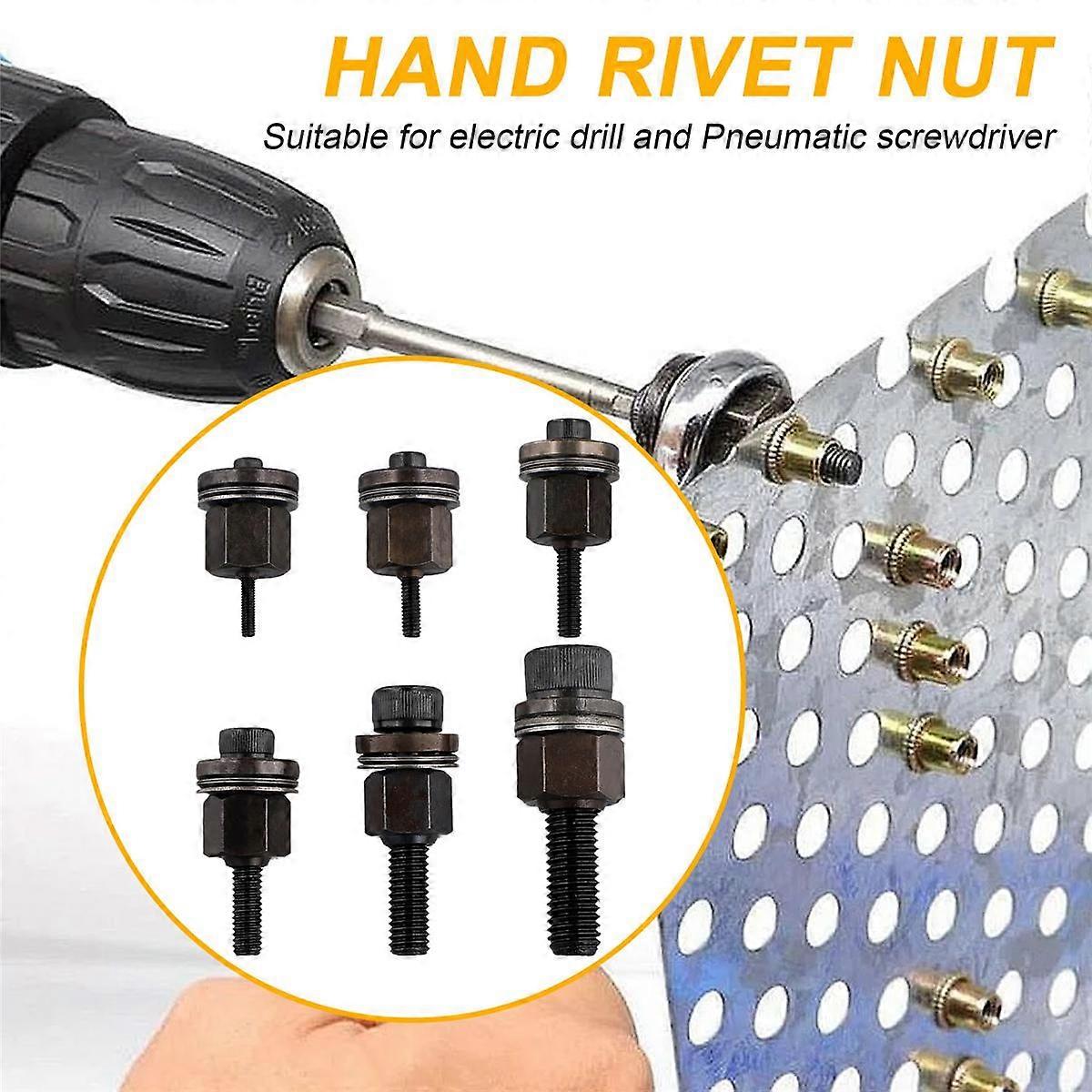 6Pcs Hand Rivet Tool Steel Set Manual Riveter Replace Tip Nut M3//M5/M6 ...