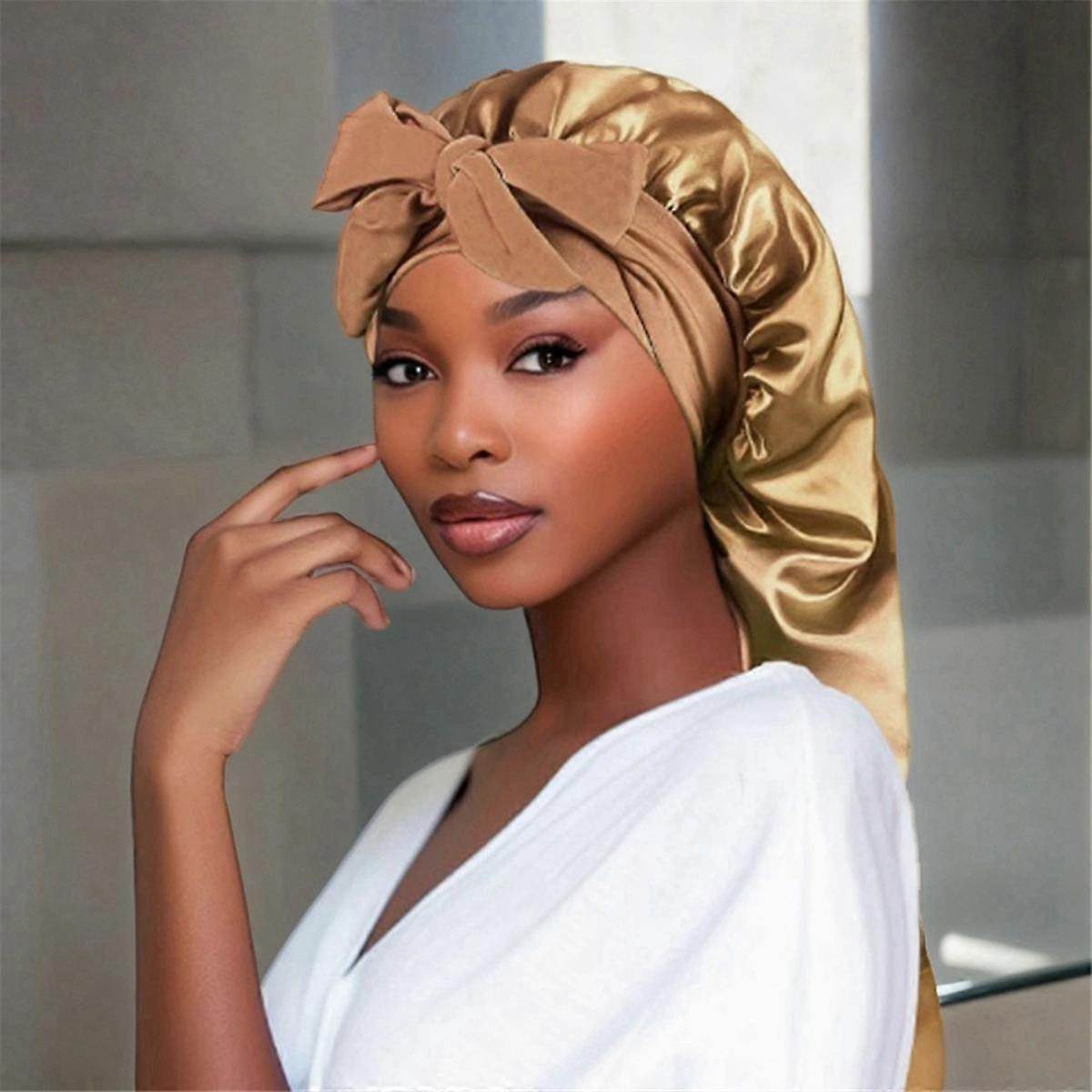 Women Bonnet Sleeping Hat Long Tail Braid Hair Night Sleep Cap Head ...