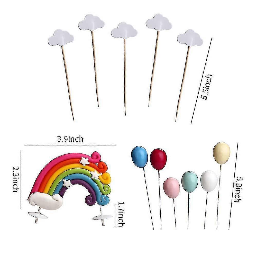 12 Pieces Cake Topper Kit Rainbow Cloud Cake Topper Kids Cake ...