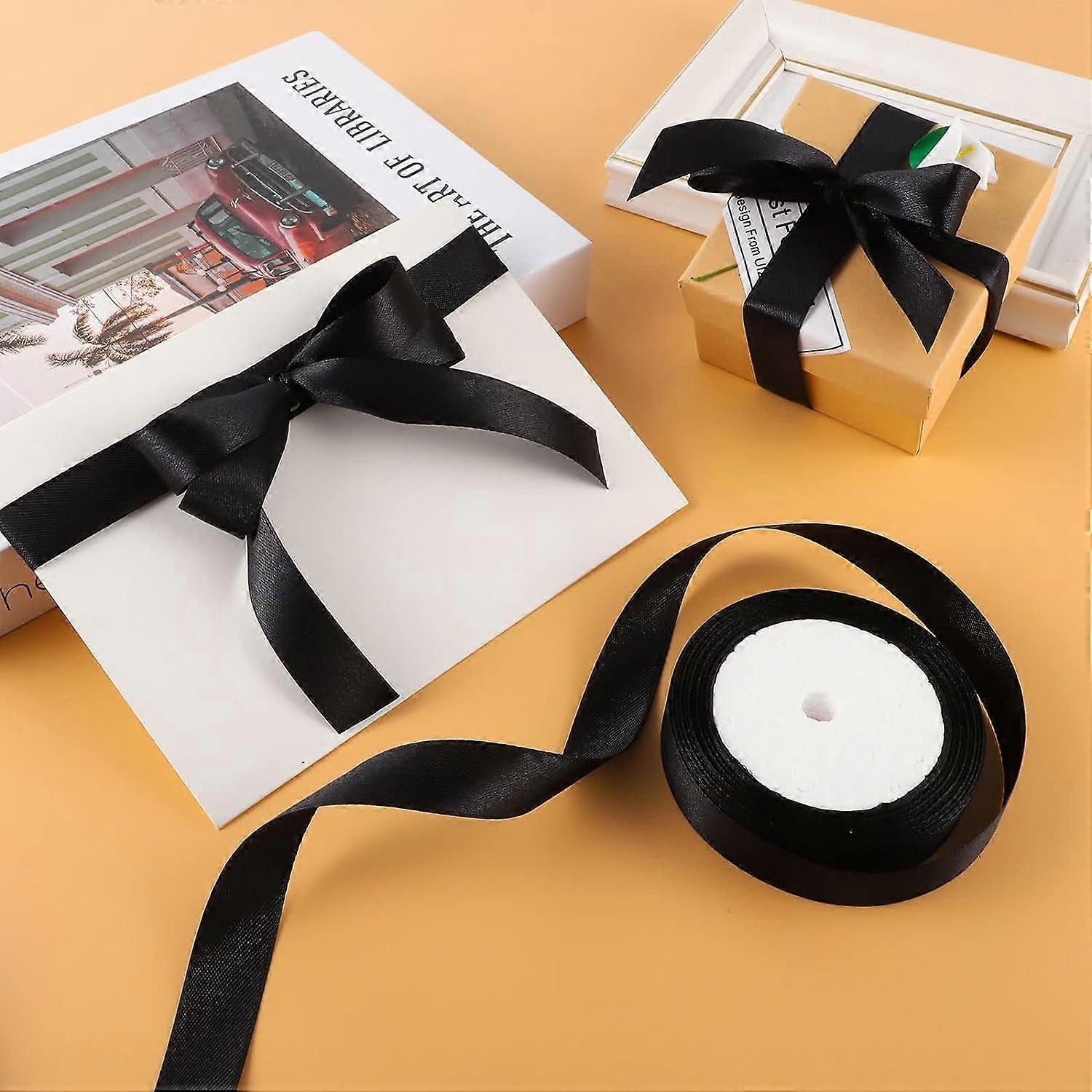 Black Satin Ribbon, 20mm x 22m Wide Satin Ribbon Double Sided Fabric ...