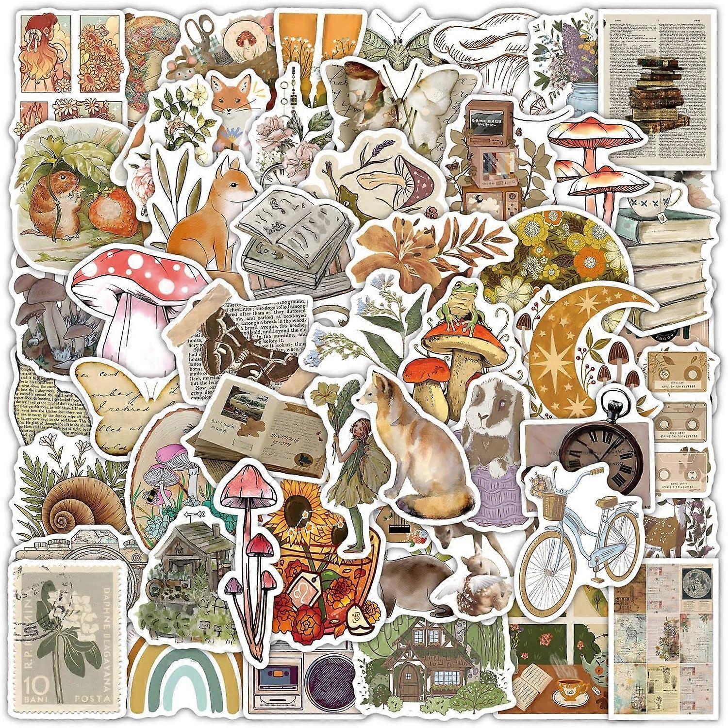 50Pcs Vintage Stickers for Water Bottles, Retro Aesthetic Vsco ...