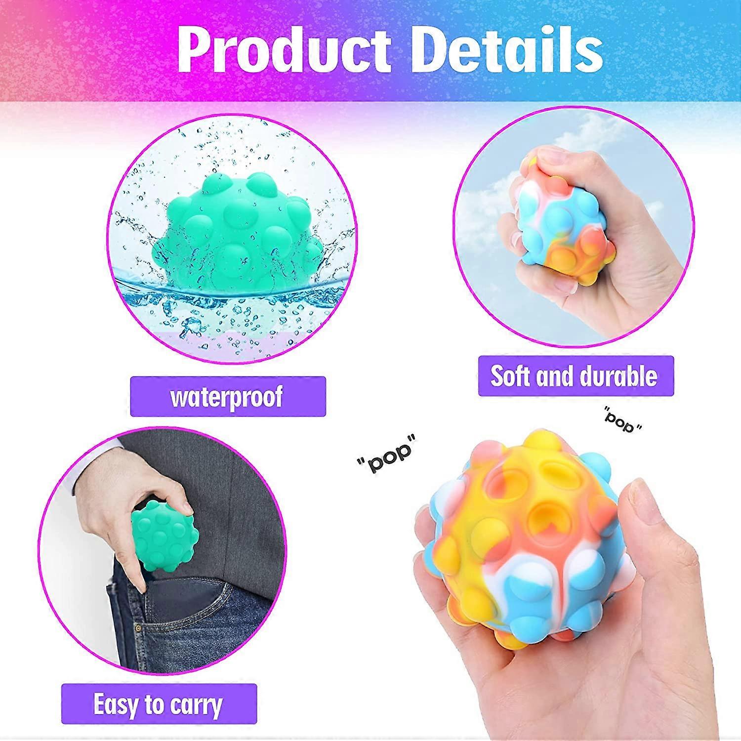 Pop Ball Push Bubble Fidget Toy 3D Silicone Stress Relief Fidget Balls ...