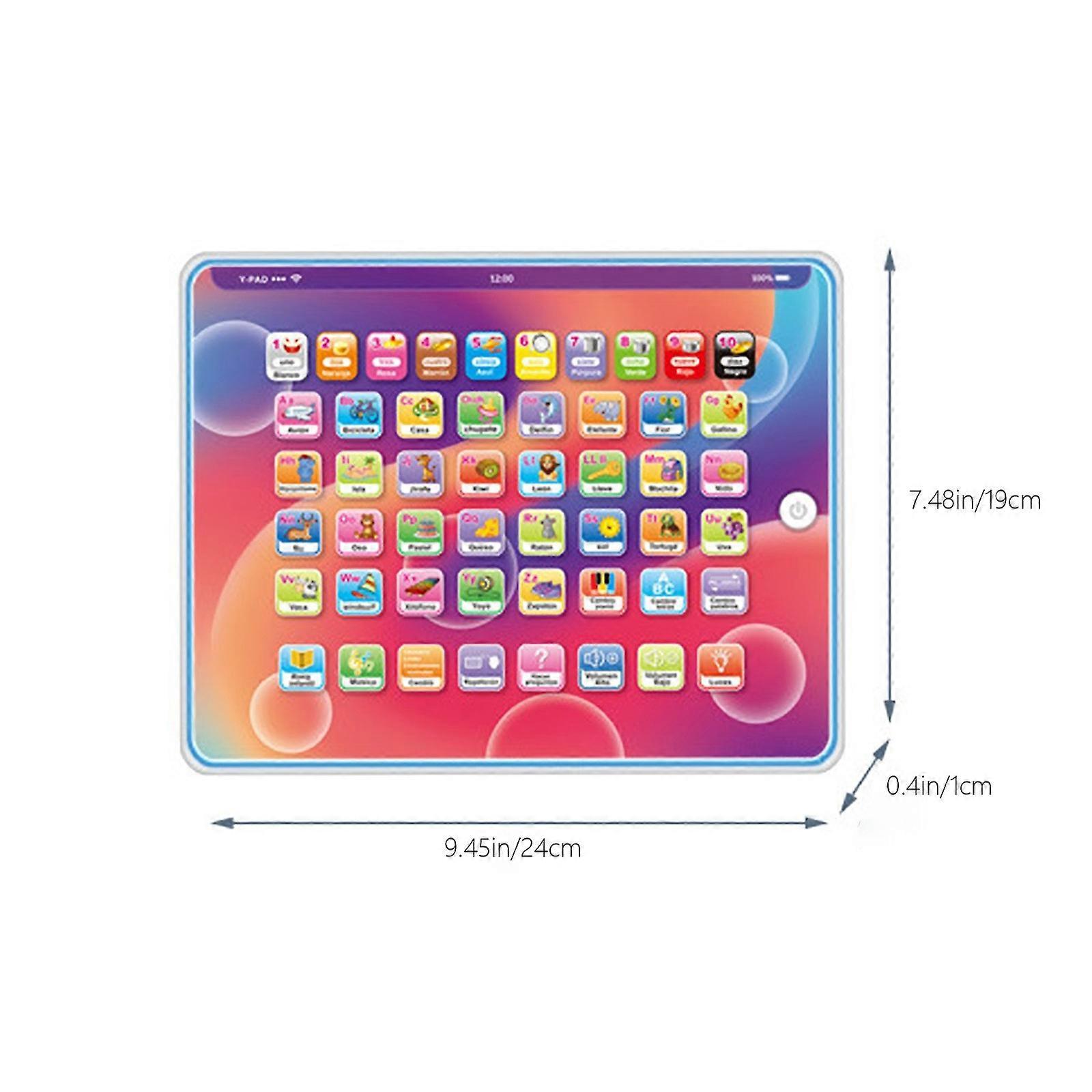 Kids Tablet Boys Learning Pad With LED Teach Alphabet Numbers Math ...