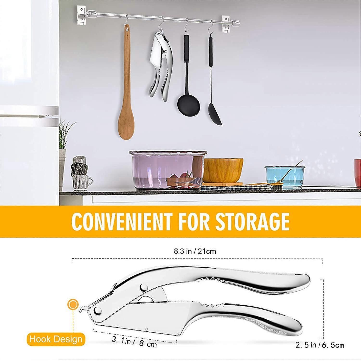 Garlic Press 2-in-1 Garlic Slicer with Non-Slip Handle Multifunctional ...