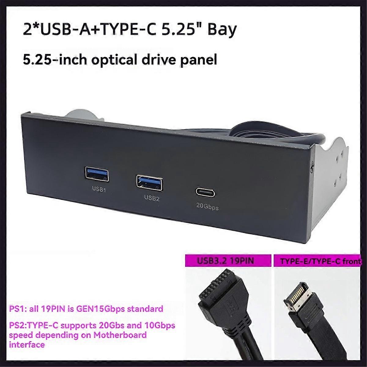 USB Front Panel for PC 2 Port USB 3.2 GEN1 5Gbps + 1 Port TYPEC 10Gbps ...