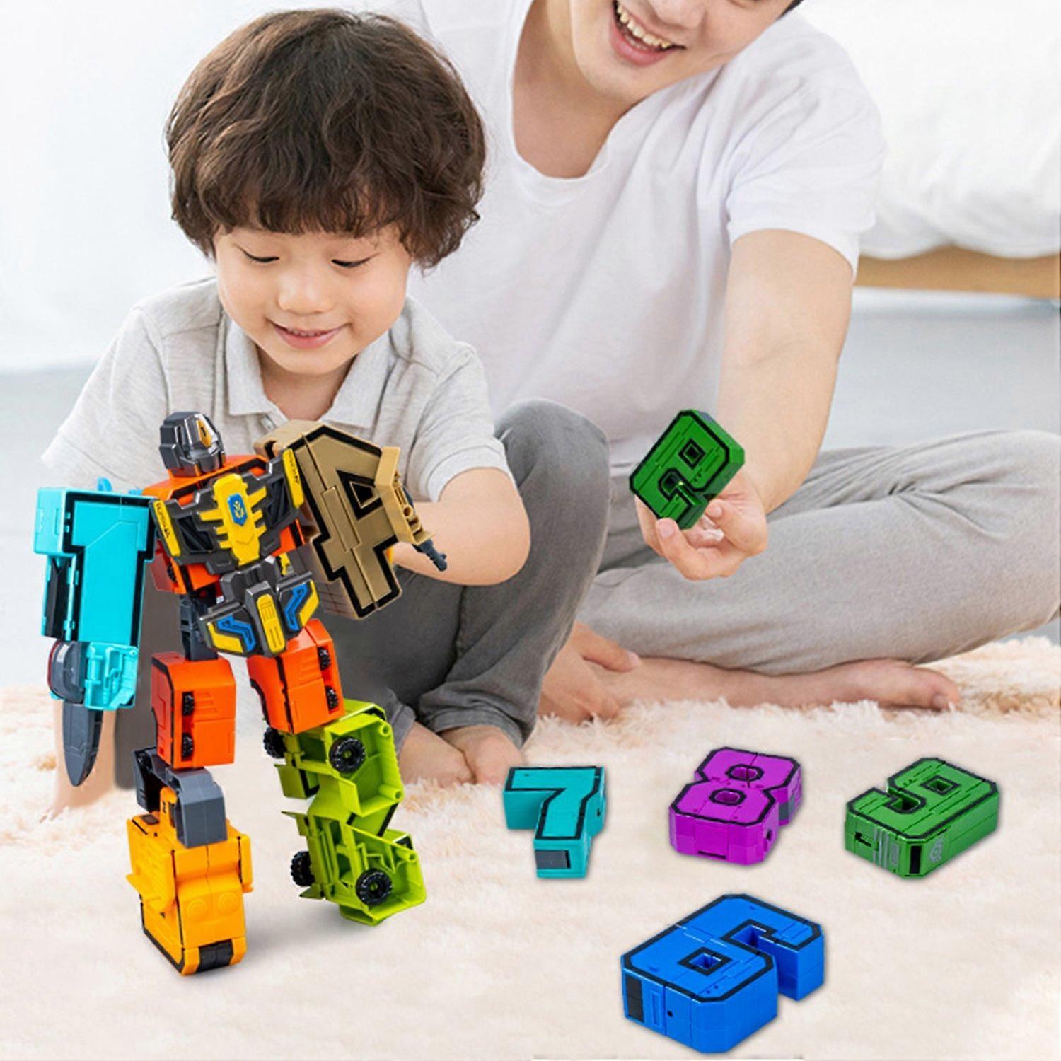 Robot Toy Compact Kids Digital Numbers Transforming Robot Action Figure ...