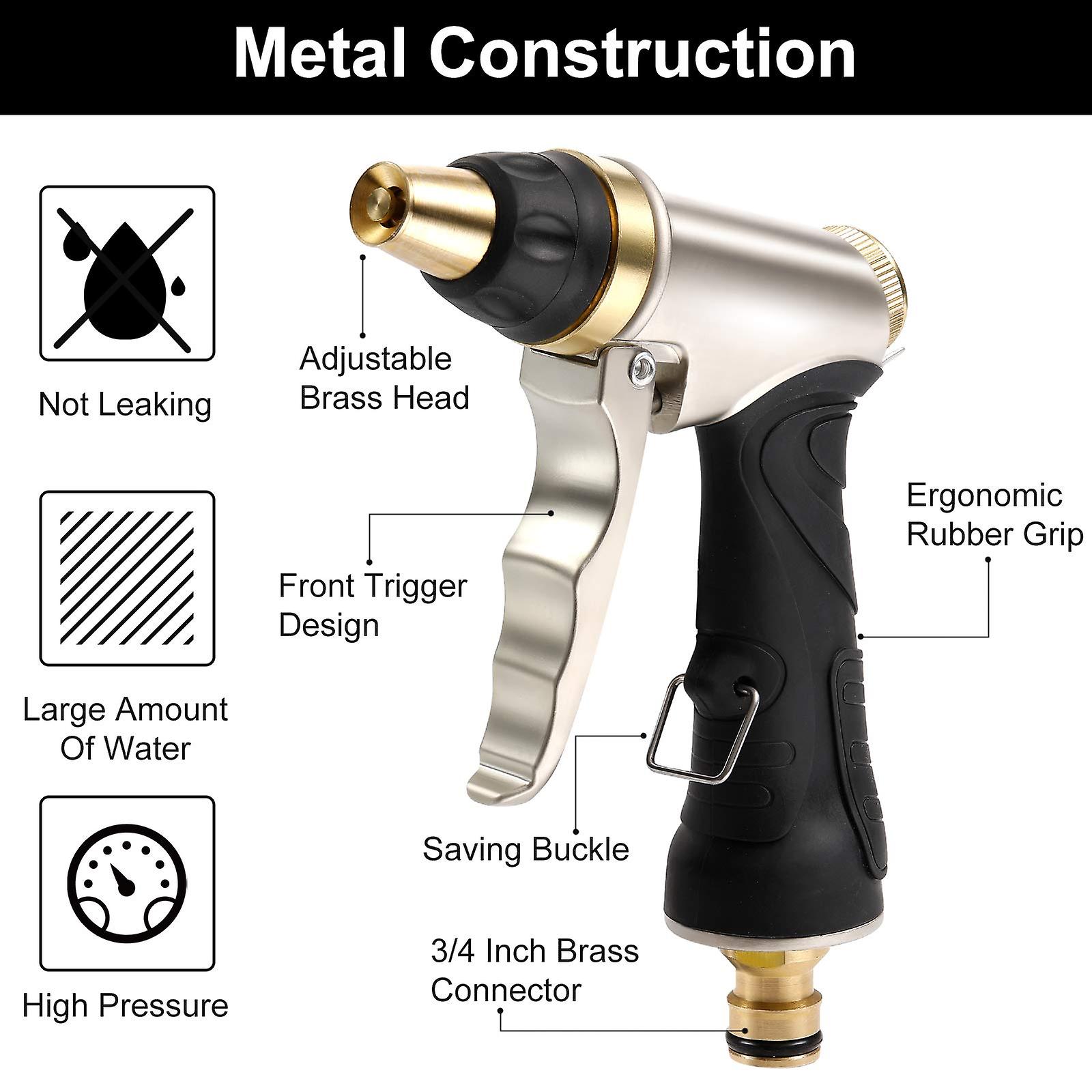 Watering Gun with Brass Nozzle, Sturdy and High Pressure, Adjustable ...