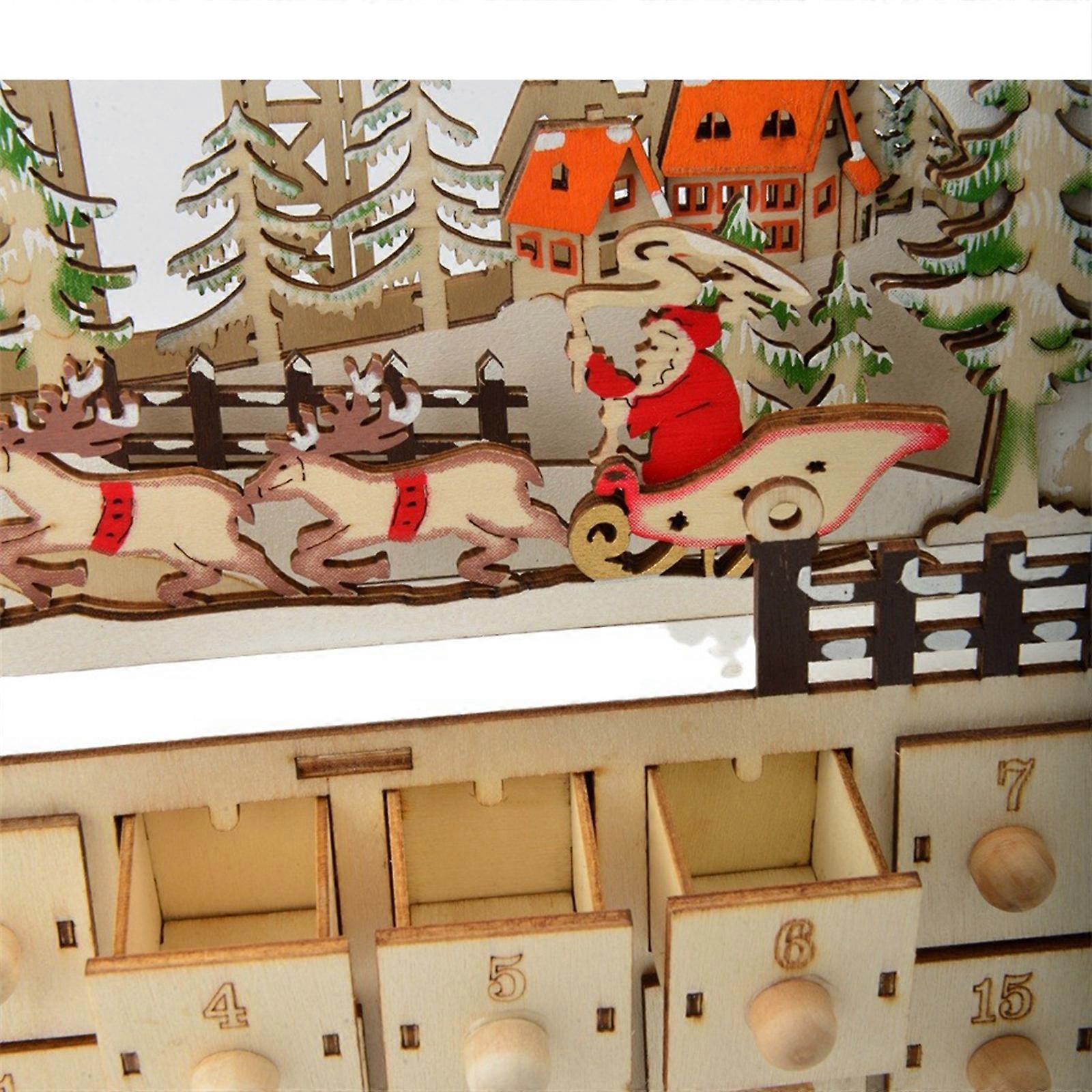 Yuletide Celebration Wood Advents Calendar Convenient Christmas ...