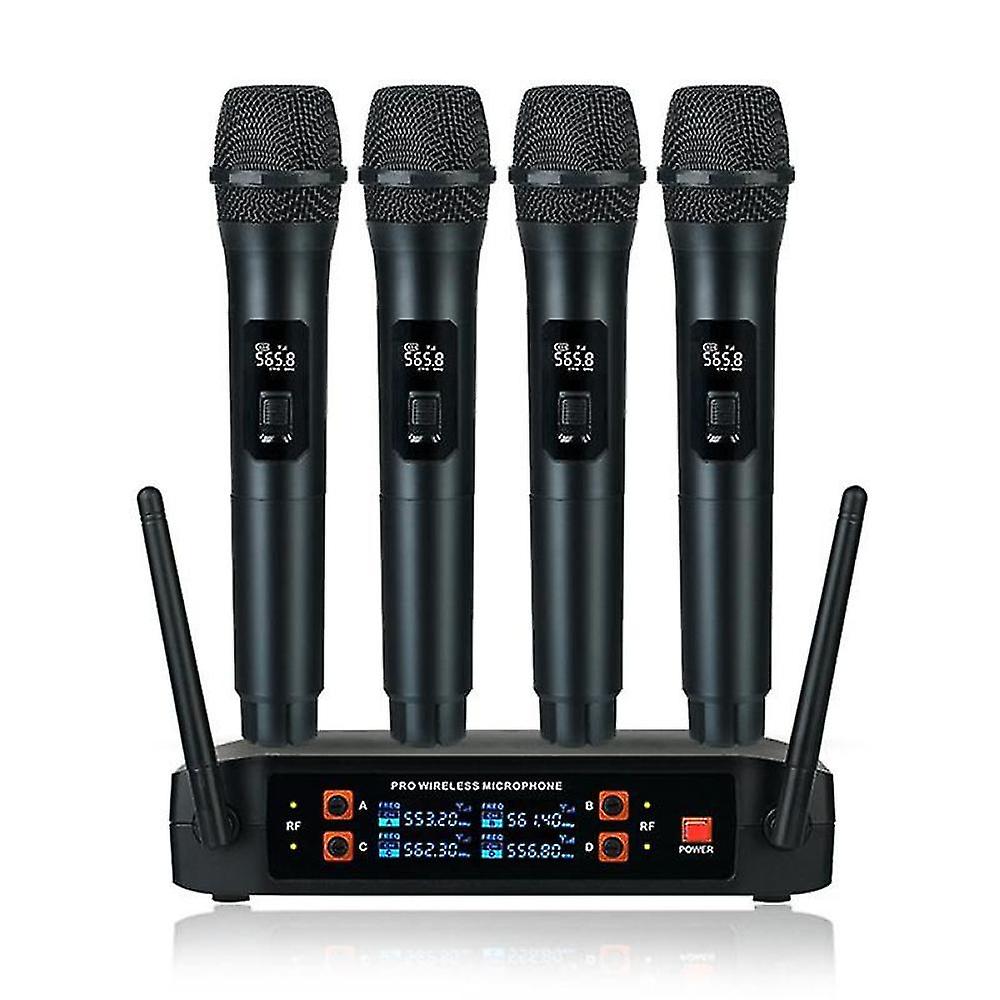 Wireless Microphone Handheld 4 Channels Uhf Dynamic Mic For Karaoke ...