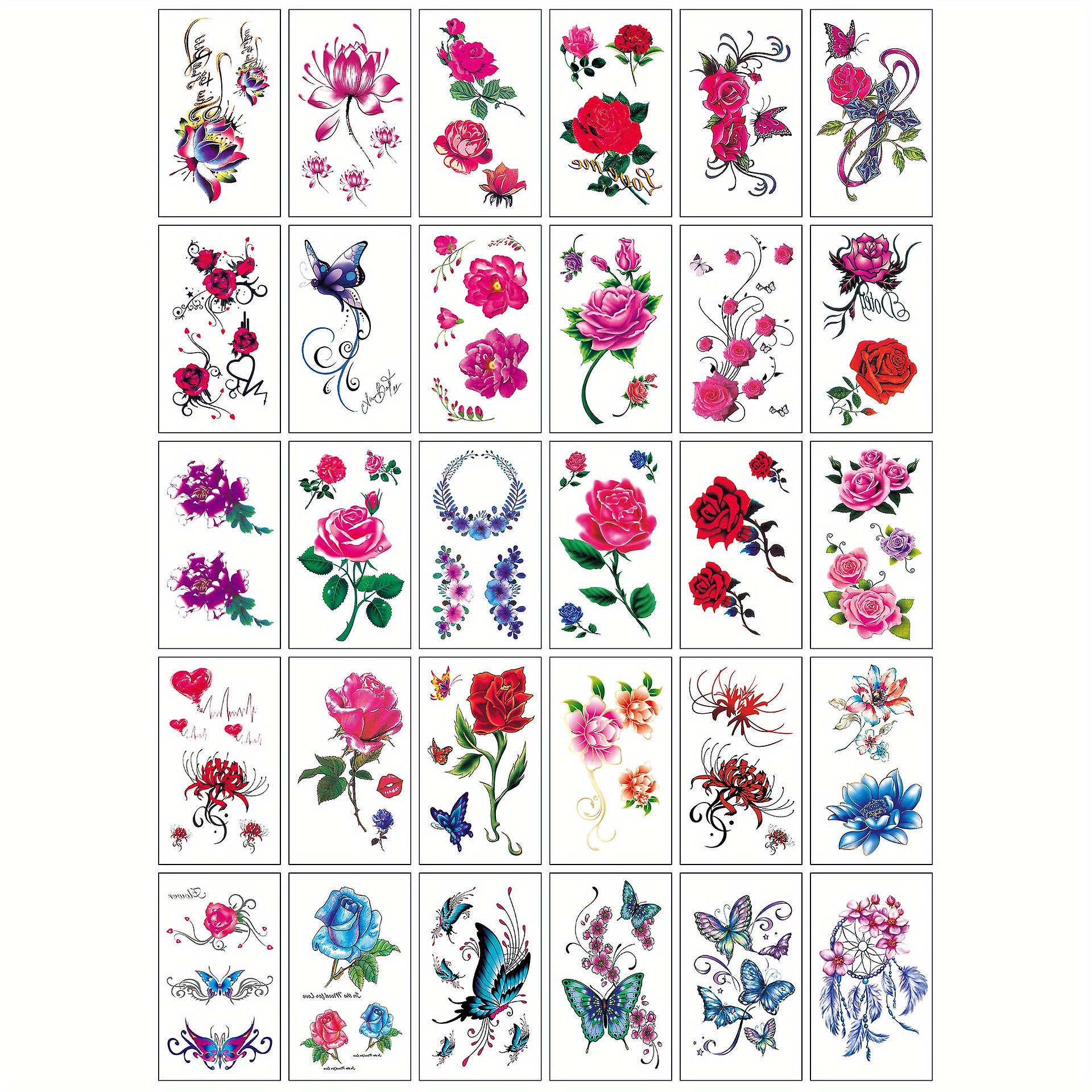 30 Sheets Waterproof Tattoo Stickers Long Lasting Temporary Tattoos ...