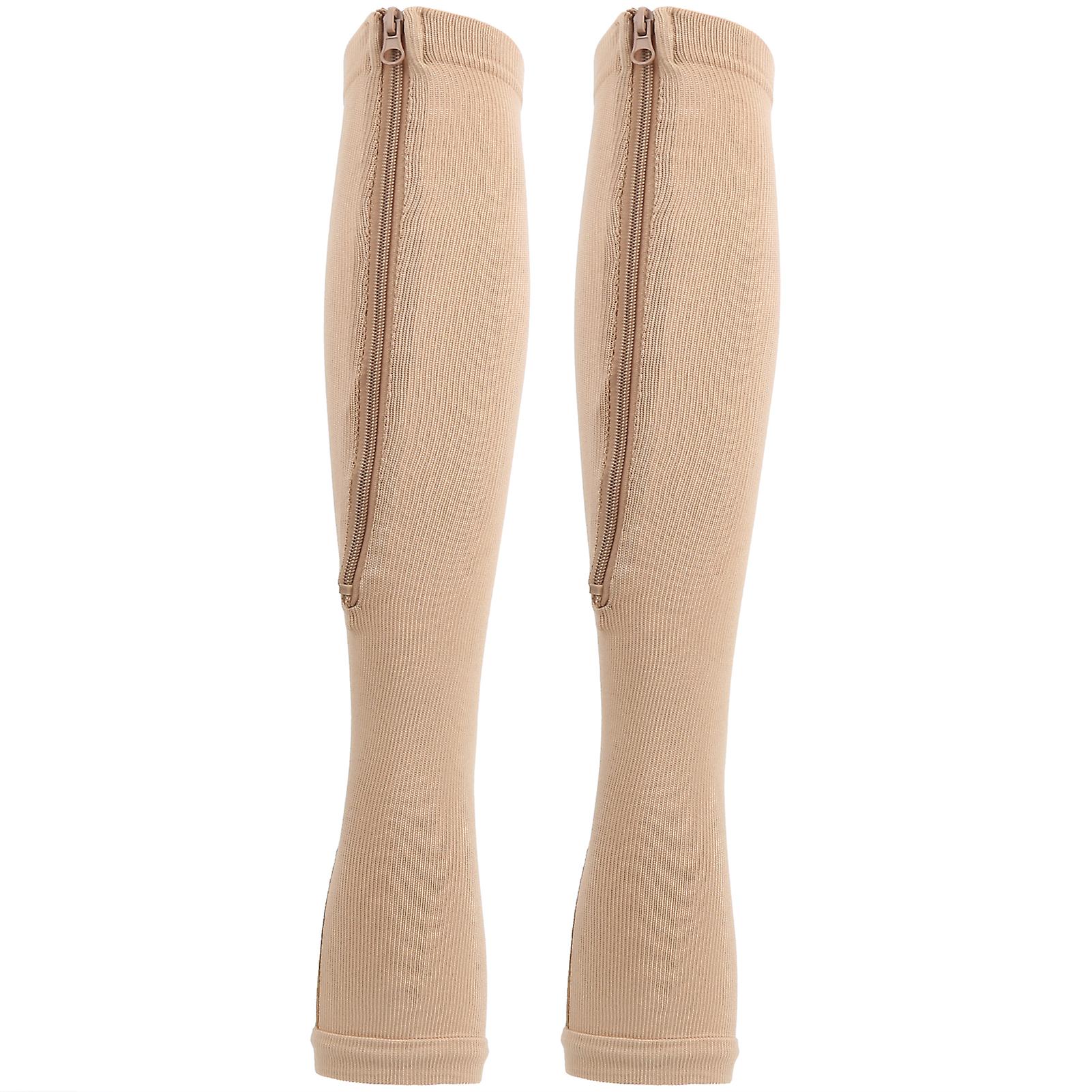 Open Toe Stockings,1Pair Zipper MidCalf Length Compression Stockings ...