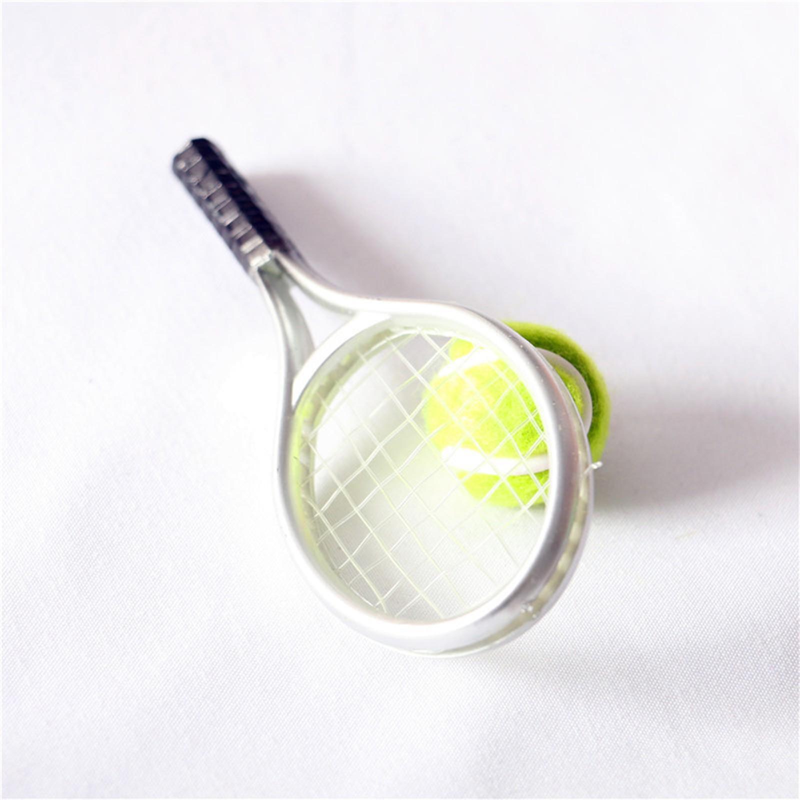 Mini Tennis Racket and Ball Set Crafts Cake Topper 1:12 Miniature ...