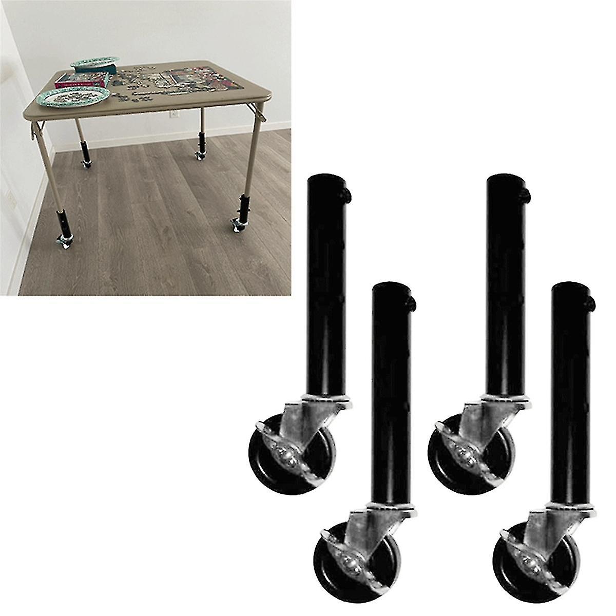 Table Leg Extension for Castors - Pack of 4 Risers with Wheels for ...