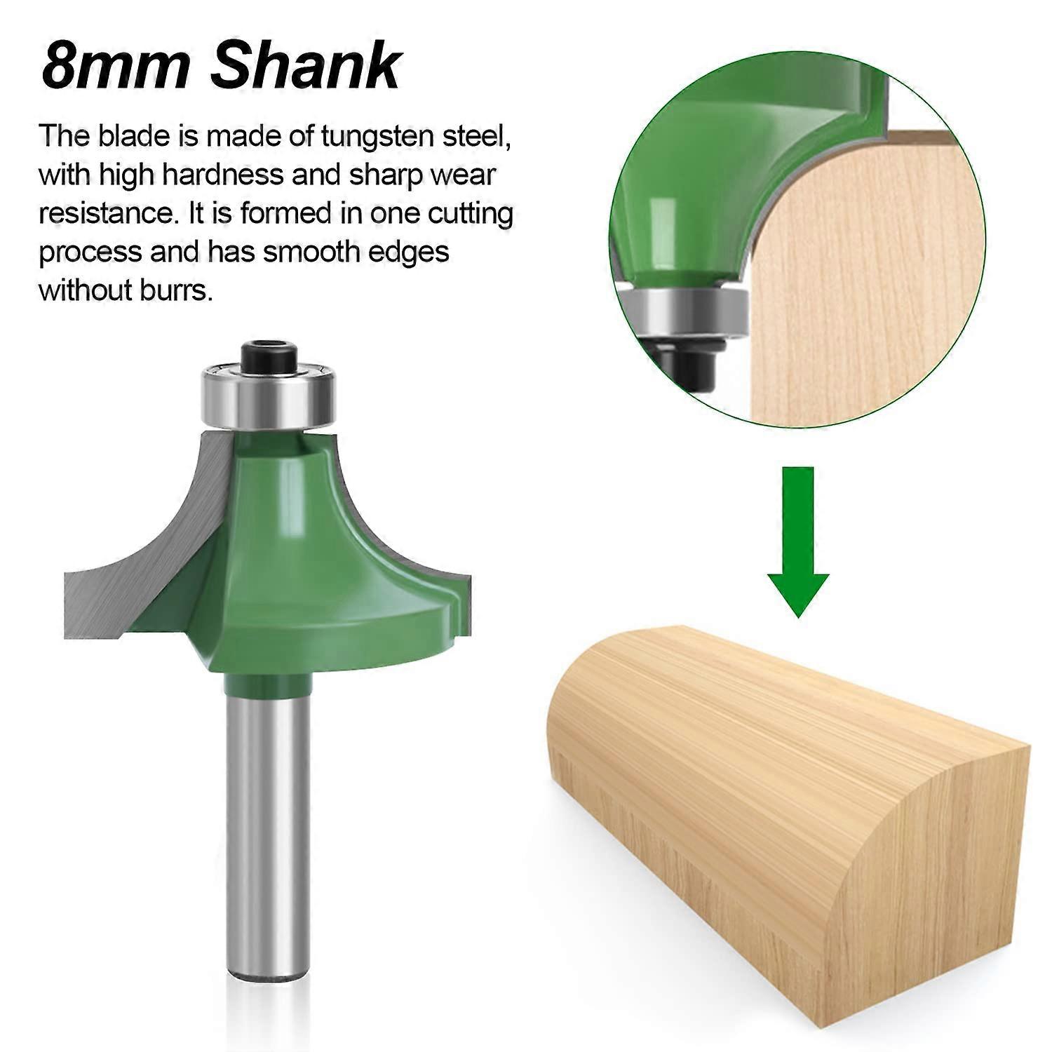 nice Set of 6 Wood Router Bits 8 mm, Quarter Round Milling Cutter with ...