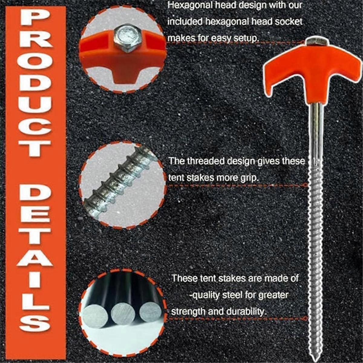 20PCS Ground Anchors Screw in Tent Pegs Camping Heavy Duty Tent Stakes ...