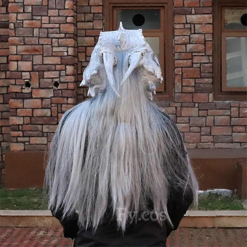 Raptor Mask with Fur Original Furri Dragon Dinosaur Head Latex Mascara ...