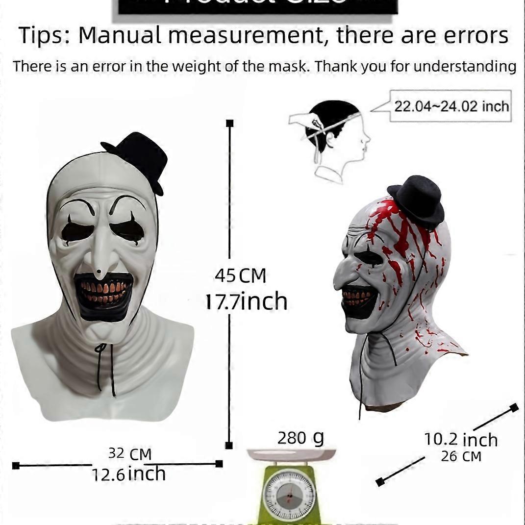 Terrifier Clown Mask Scary Joker Killer Bloody Halloween Masks Horror ...