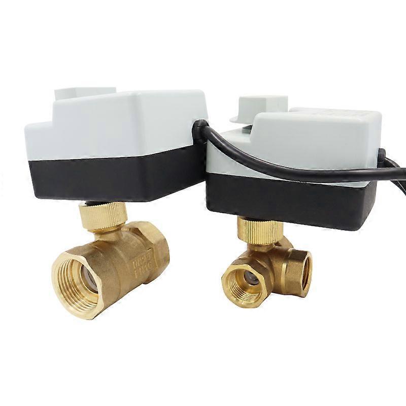 Brass Motorized Ball Valve 3-Wire Two Control Electric Actuator AC220V 3 Ways 2 Way DN15 DN20 ...