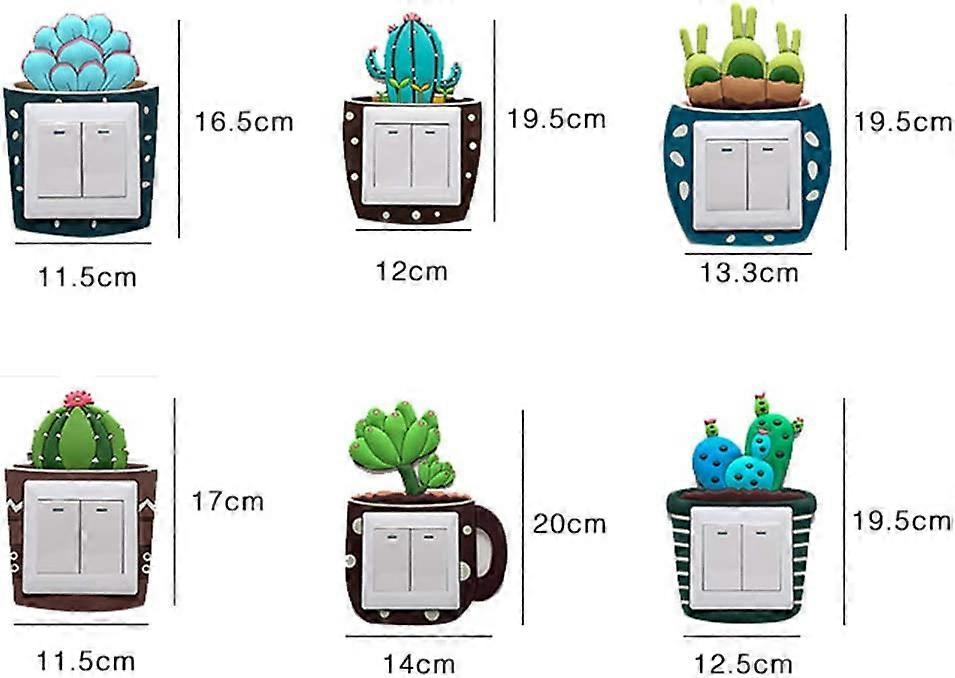 Cactus Pattern Switch Rubber Wall Stickers 5 Pack | Fruugo UK